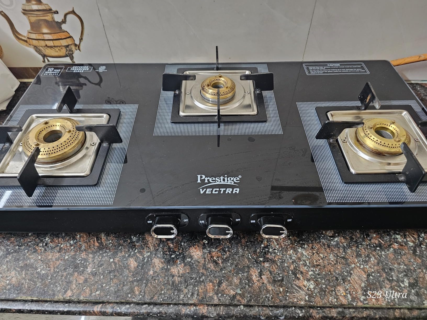 Prestige Vectra 3 Burner Glasstop Gas Stove|Superior Toughened Glass ...