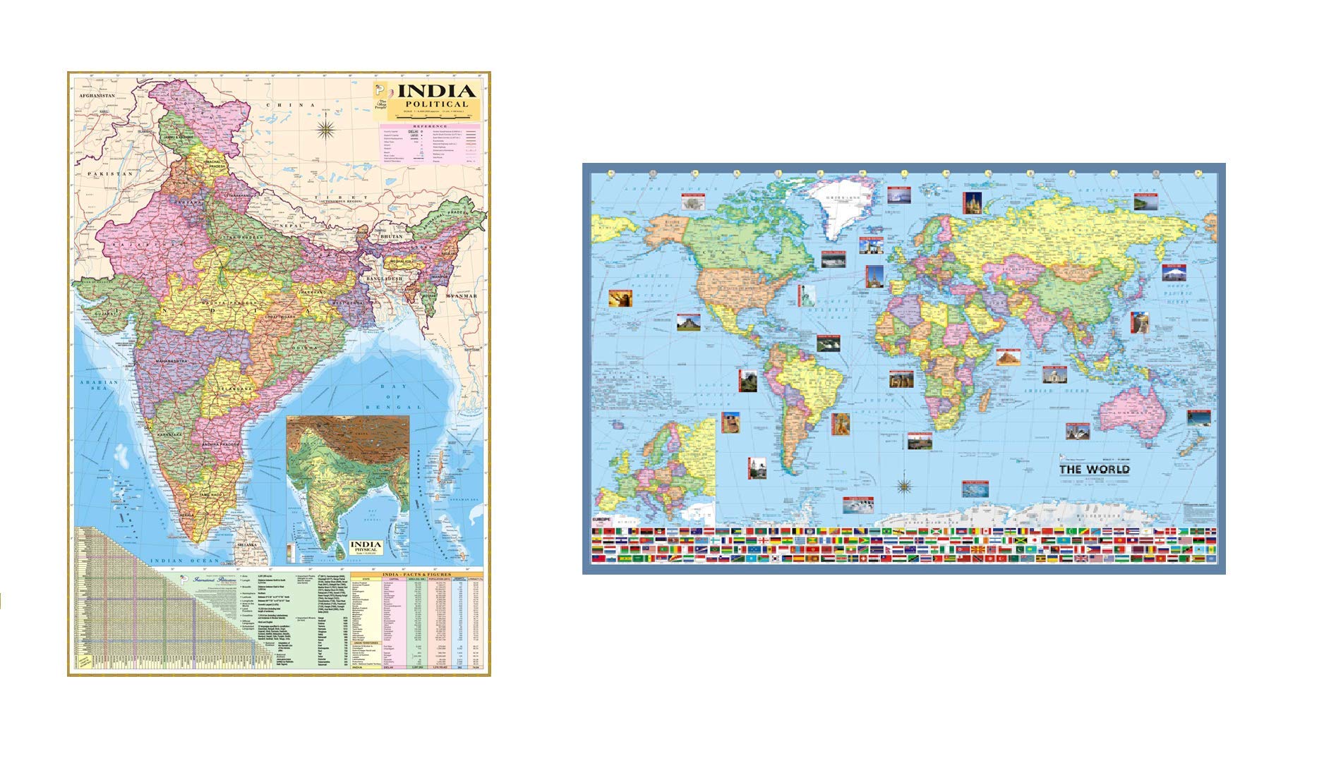 Buy INDIA & WORLD Political Map (Pack of 2) (Both Map Size 100x70 ...