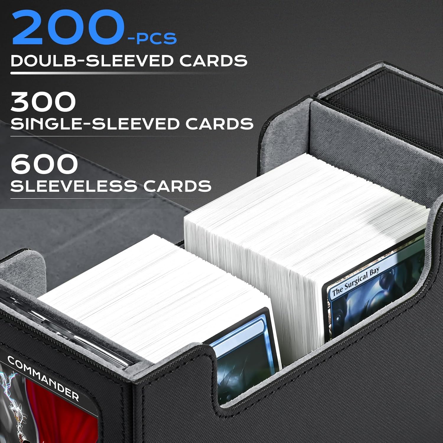 Card Deck Box with Display Window,MTG Commander Deck Box Fits 200 ...