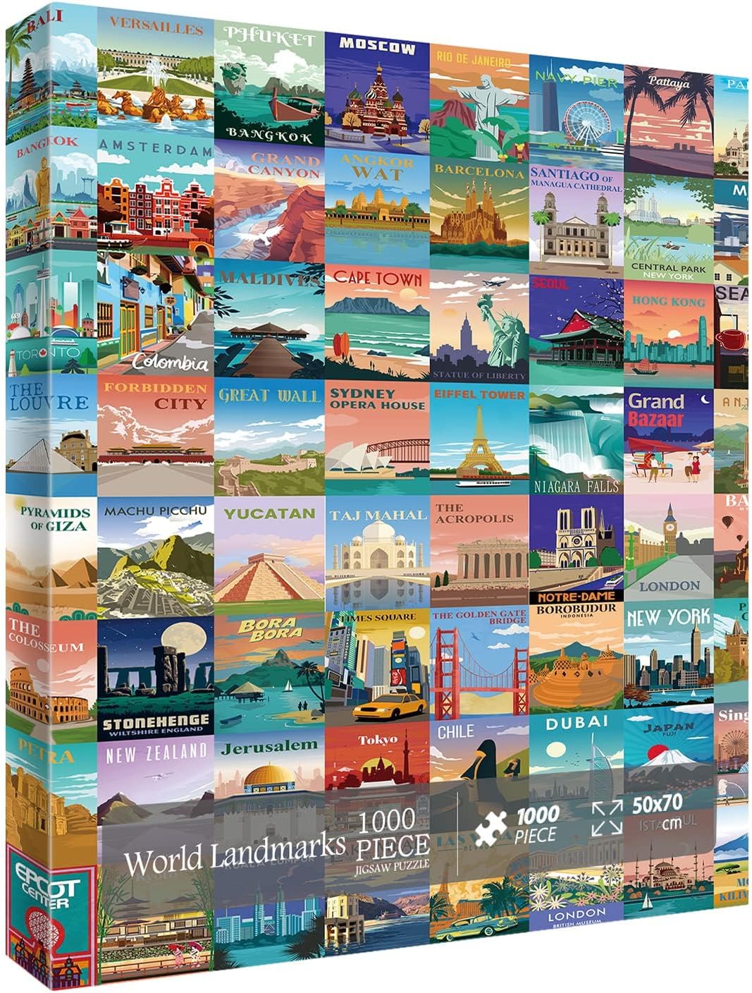 World Landmarks – Rompecabezas de viaje de 1000 piezas para adultos ...