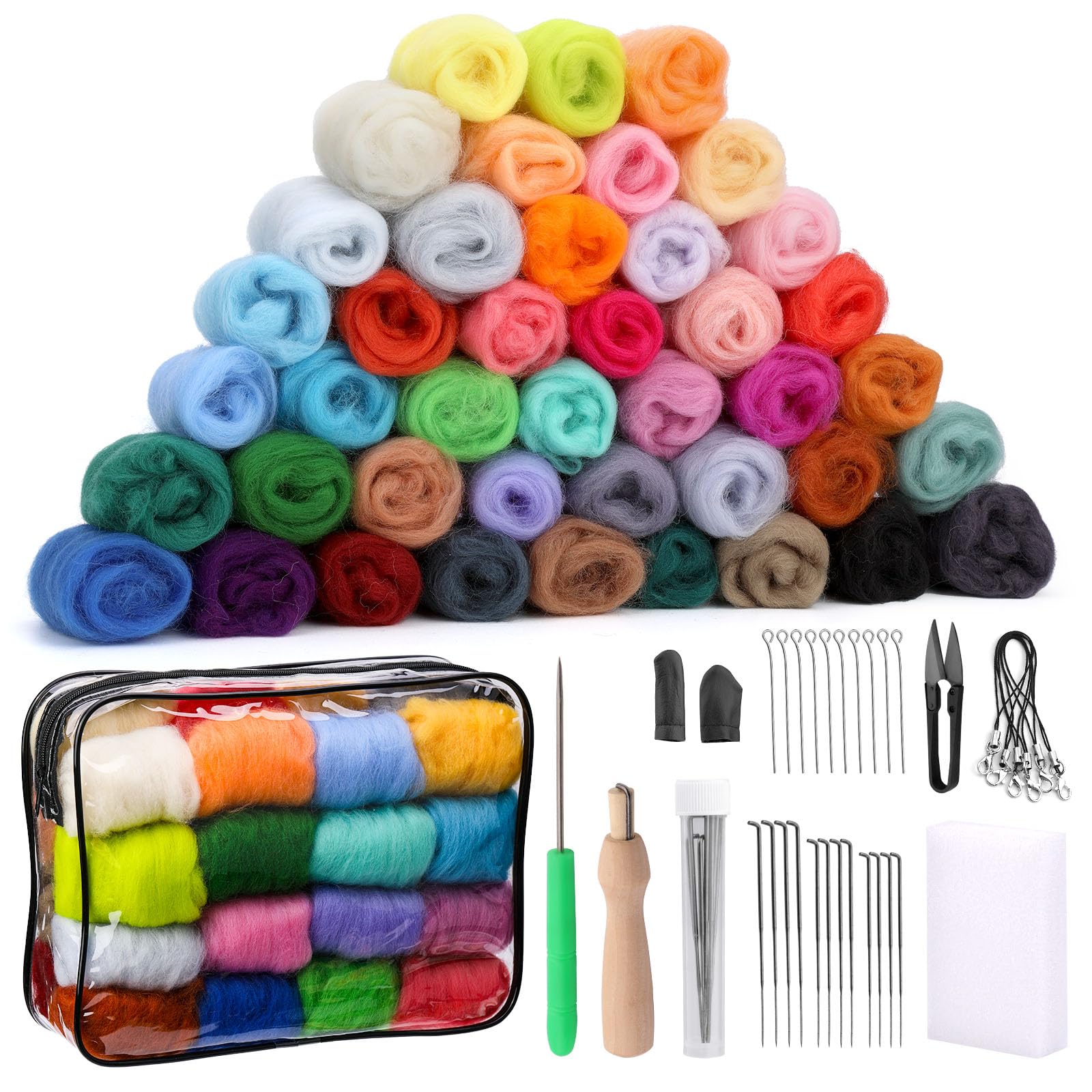 Needle Felting Kit, 55 Colors Wool Roving Kit Felting Kits for ...