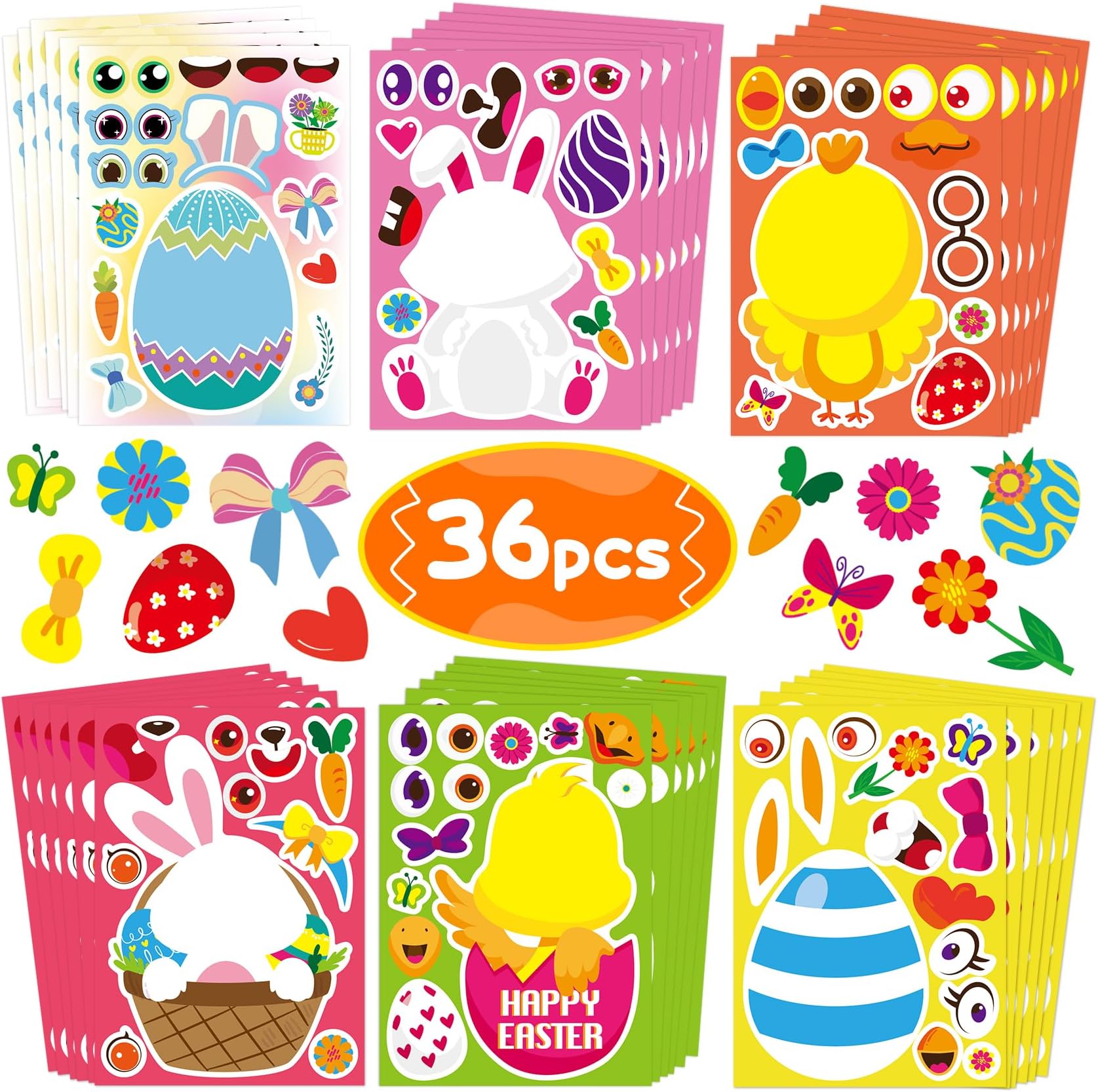 Easter Stickers Over 300 for Children Kids Party Bag Fillers - Self ...