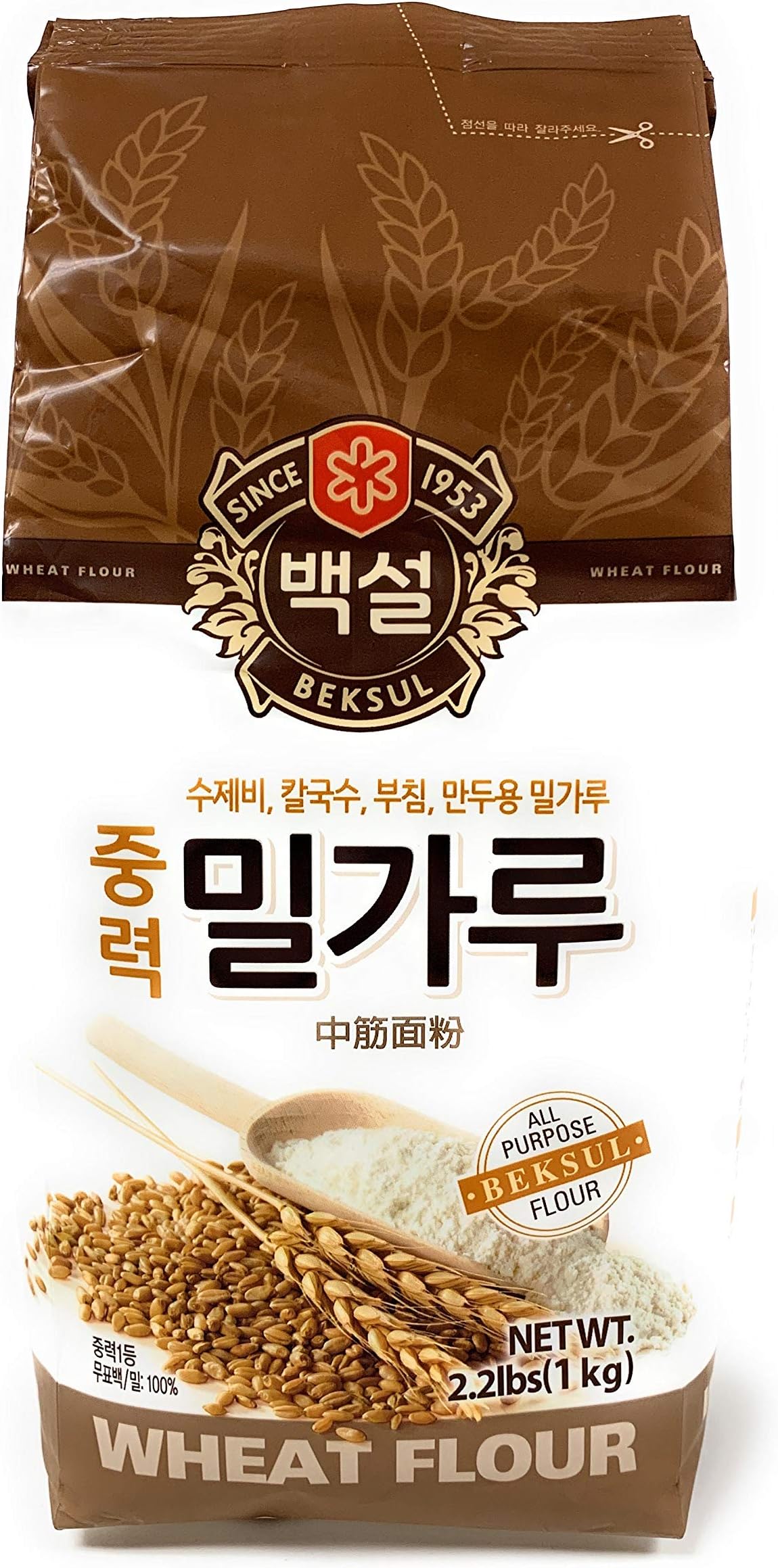 Amazon.com : Beksul Korea's Best 100% Wheat All-Purpose Flour 백설 중력분 (5 ...