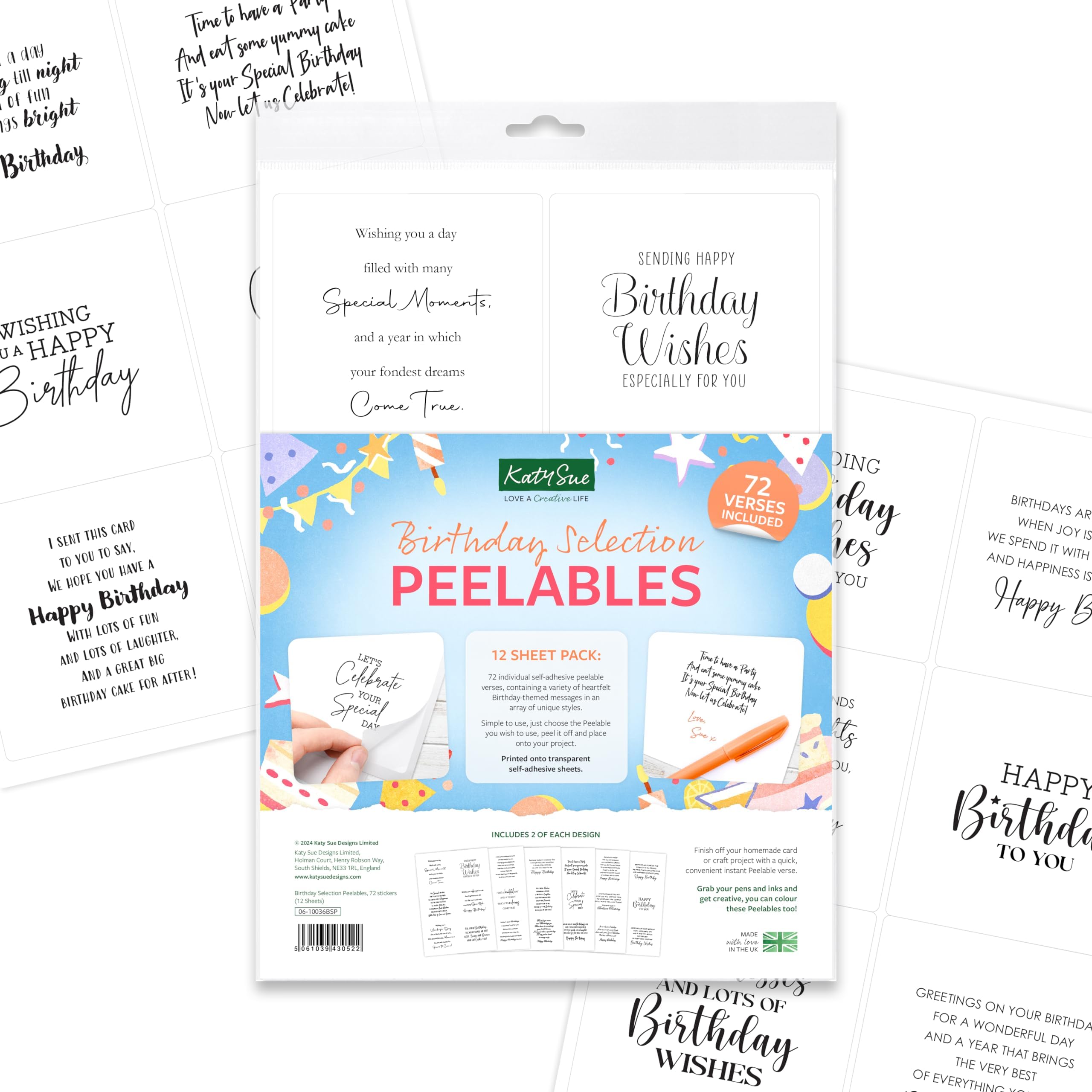 Amazon.com: Katy Sue A Year of Peelables Stickers for Card Making. 72 Peelable Verses ...