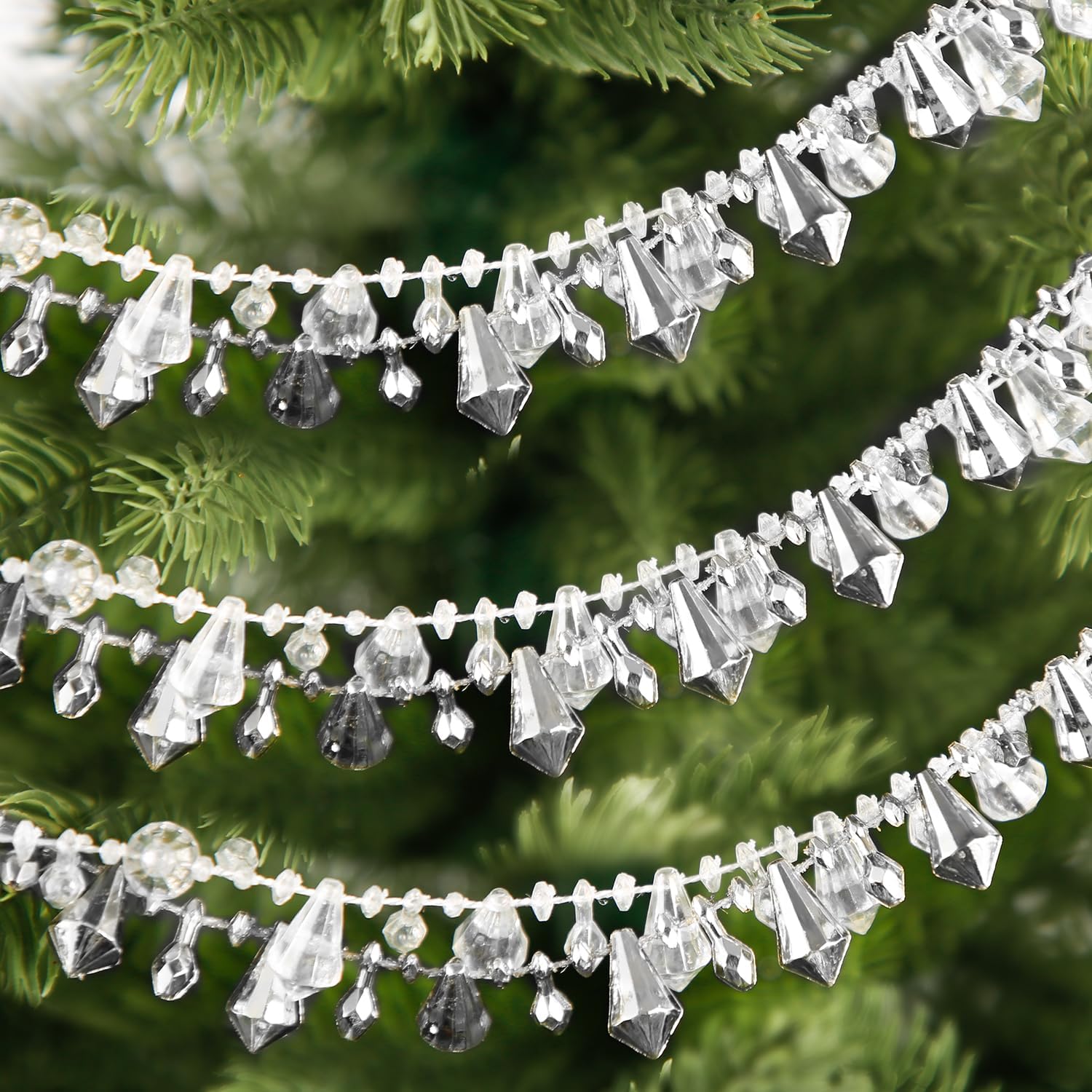 Amazon.com: Christmas Tree Bead Decor, 16ft Clear Iridescent Bead ...