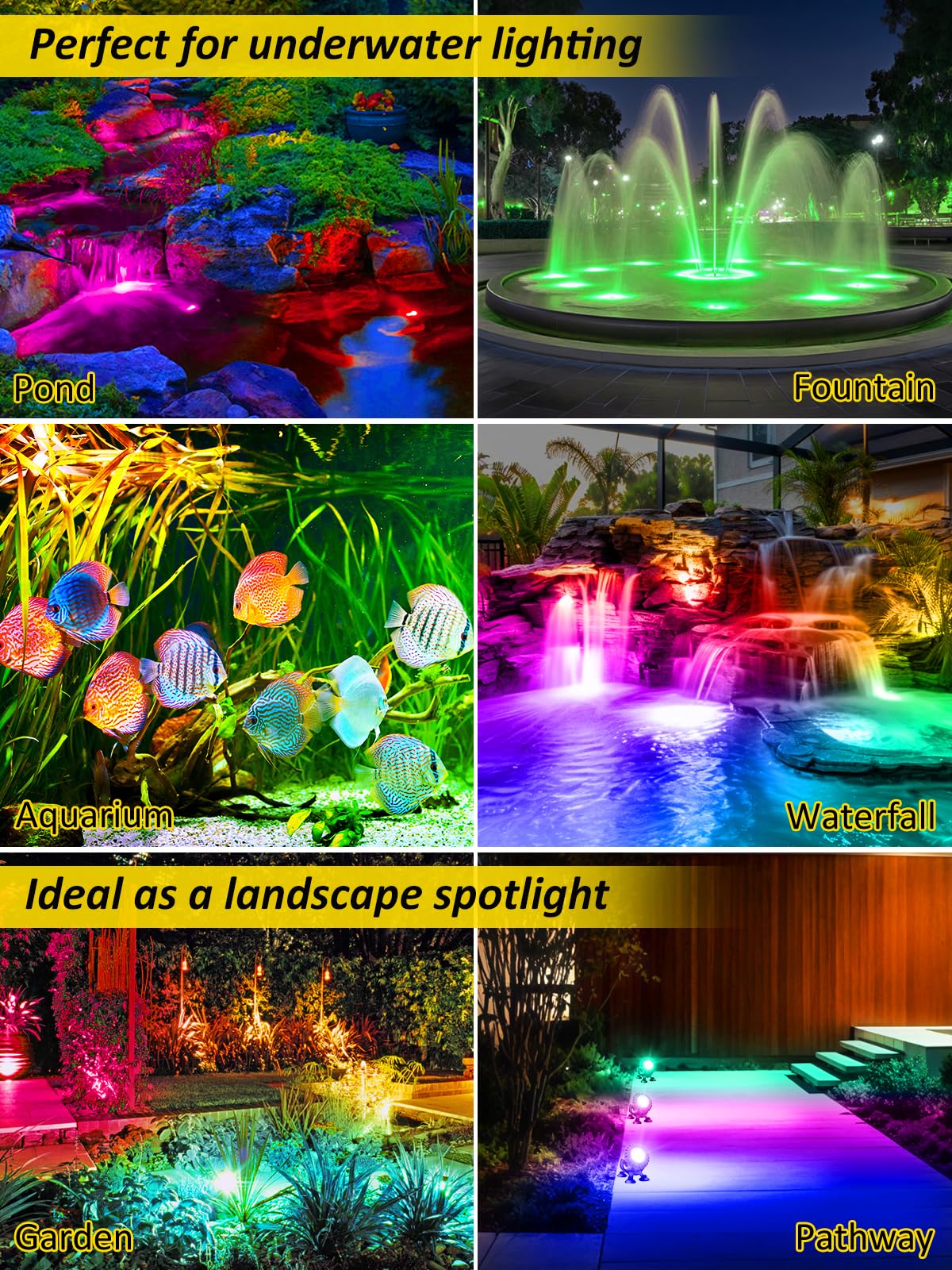 Pond Lights Submersible Led 4 PACK Submersible 36 LED RGB Pond Spot ...