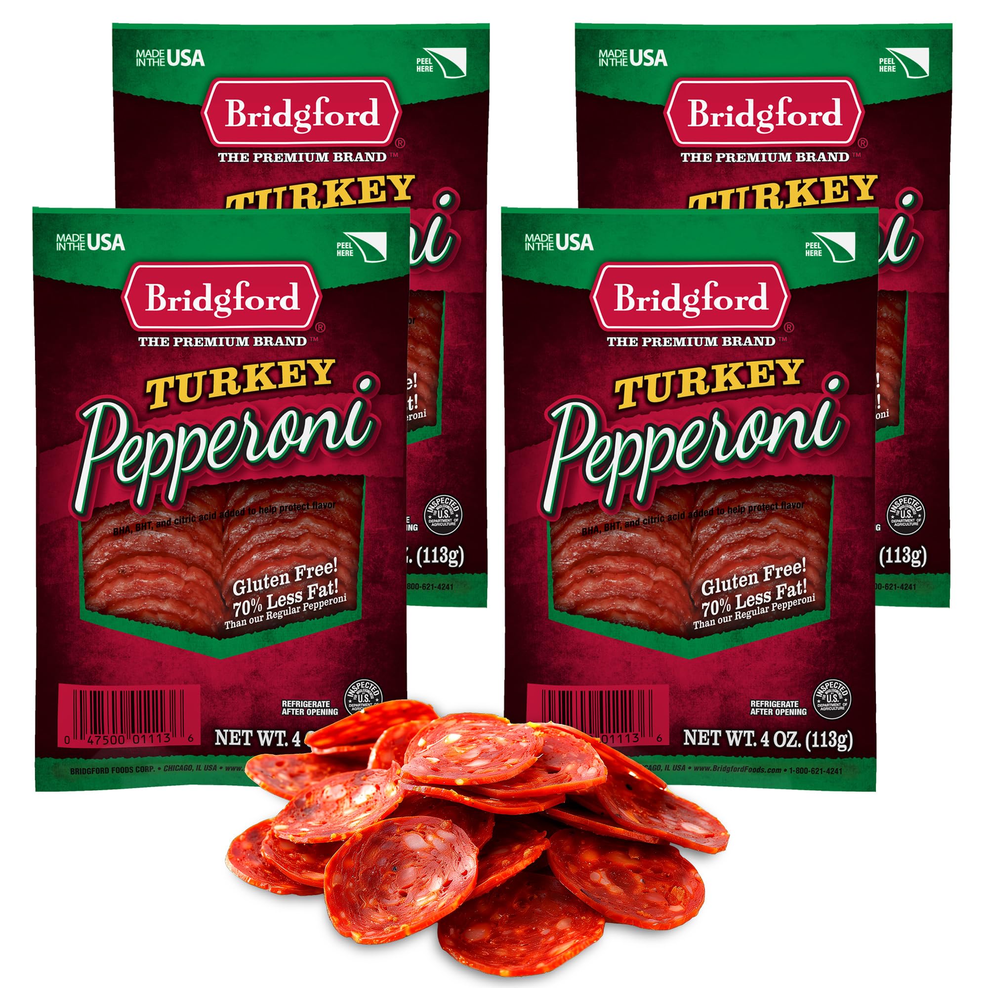Amazon.com: Bridgford Sliced Turkey Pepperoni 4 oz Pack of 4 ...
