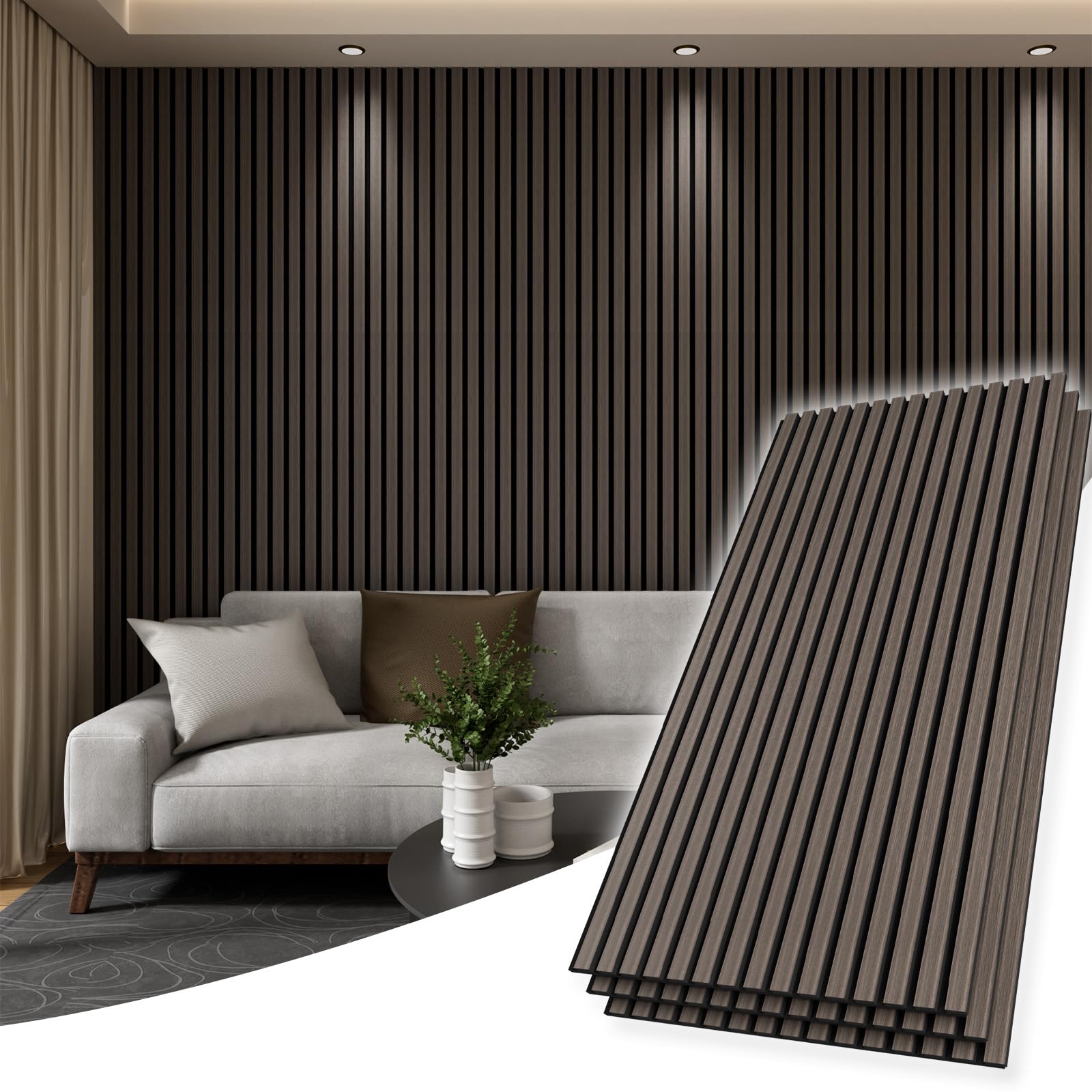 2PCS Wood Wall Panels, 3D Fluted Sound Absorbing Slat Wall Paneling in ...