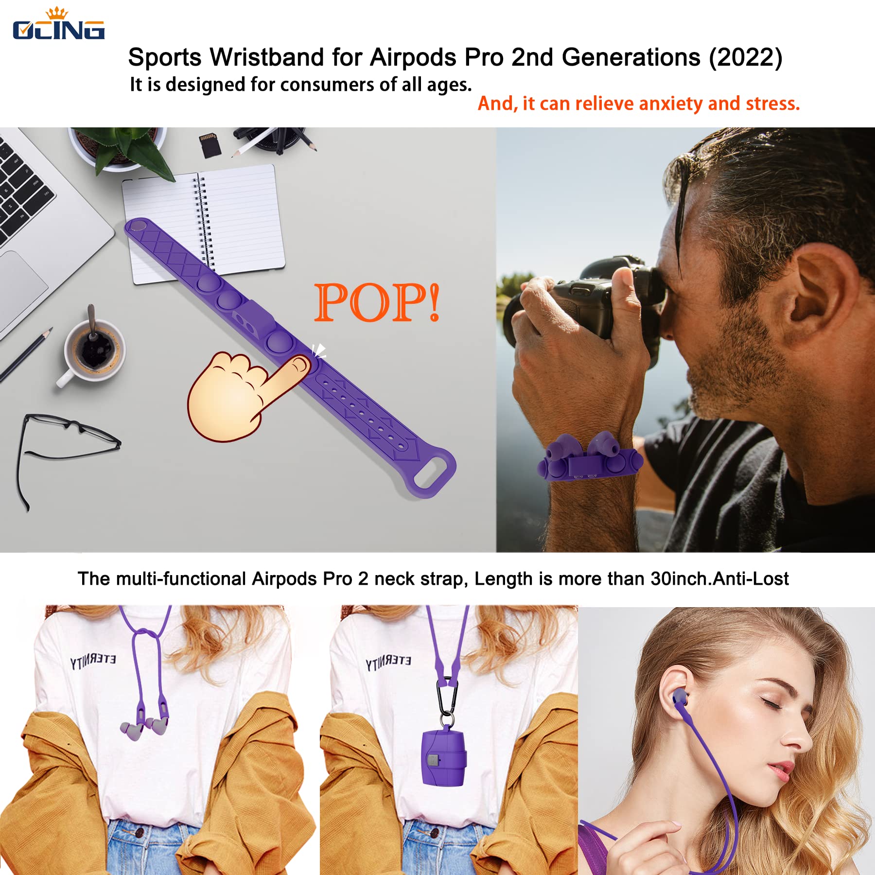 OCING 6 in One Airpods Pro 2 Case with Secure Lock, Full Body ...