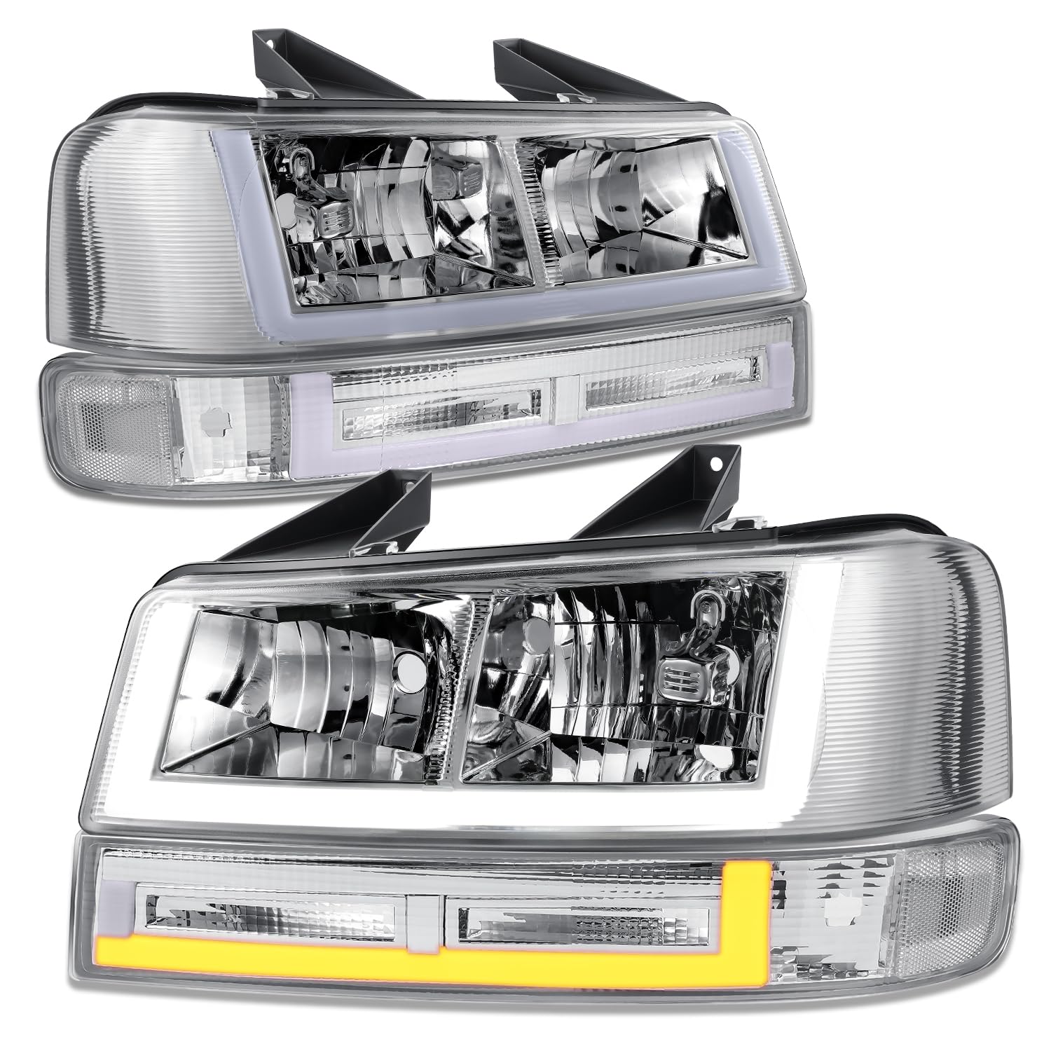 Amazon.com: DNA MOTORING U-Style LED DRL Headlight+Parking/Turn Lamps ...