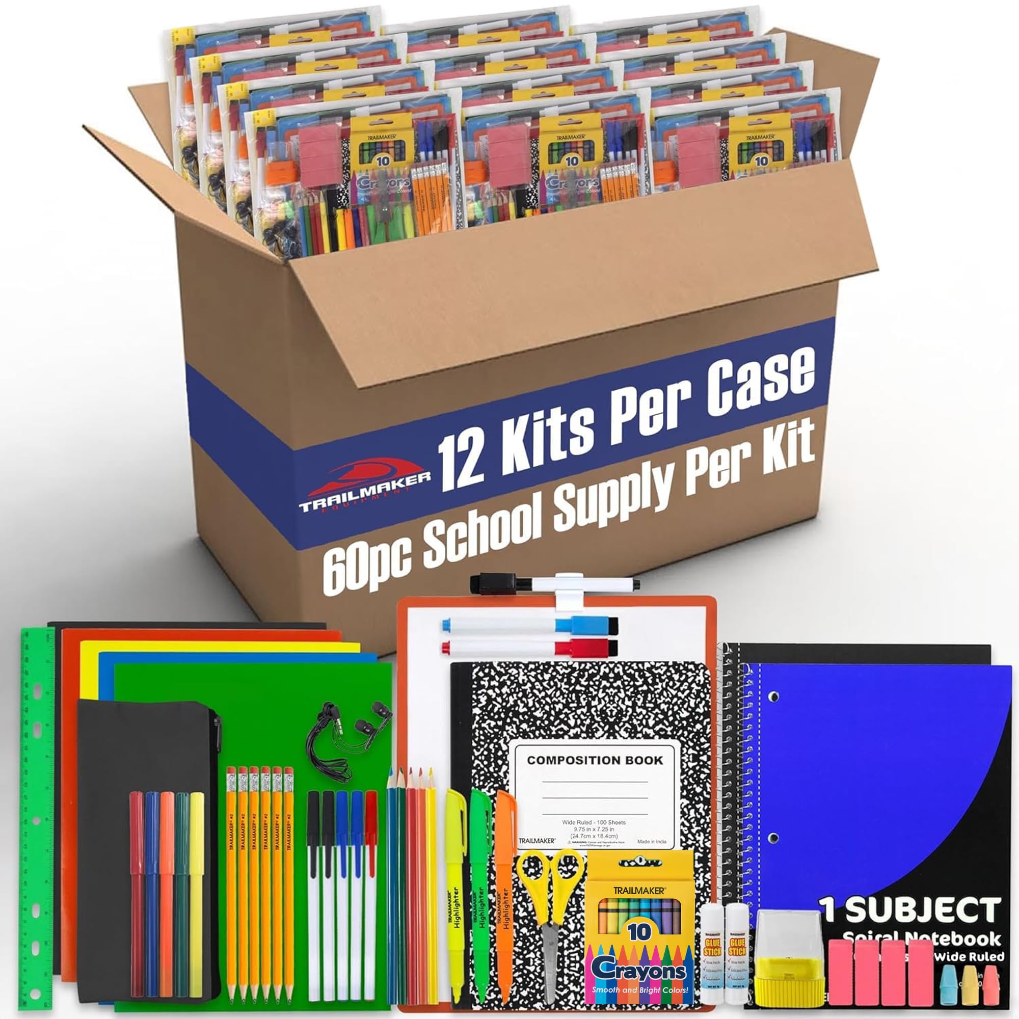 Amazon.com: 12 Pack of 60 Piece Sets of Bulk Back to School Supplies ...