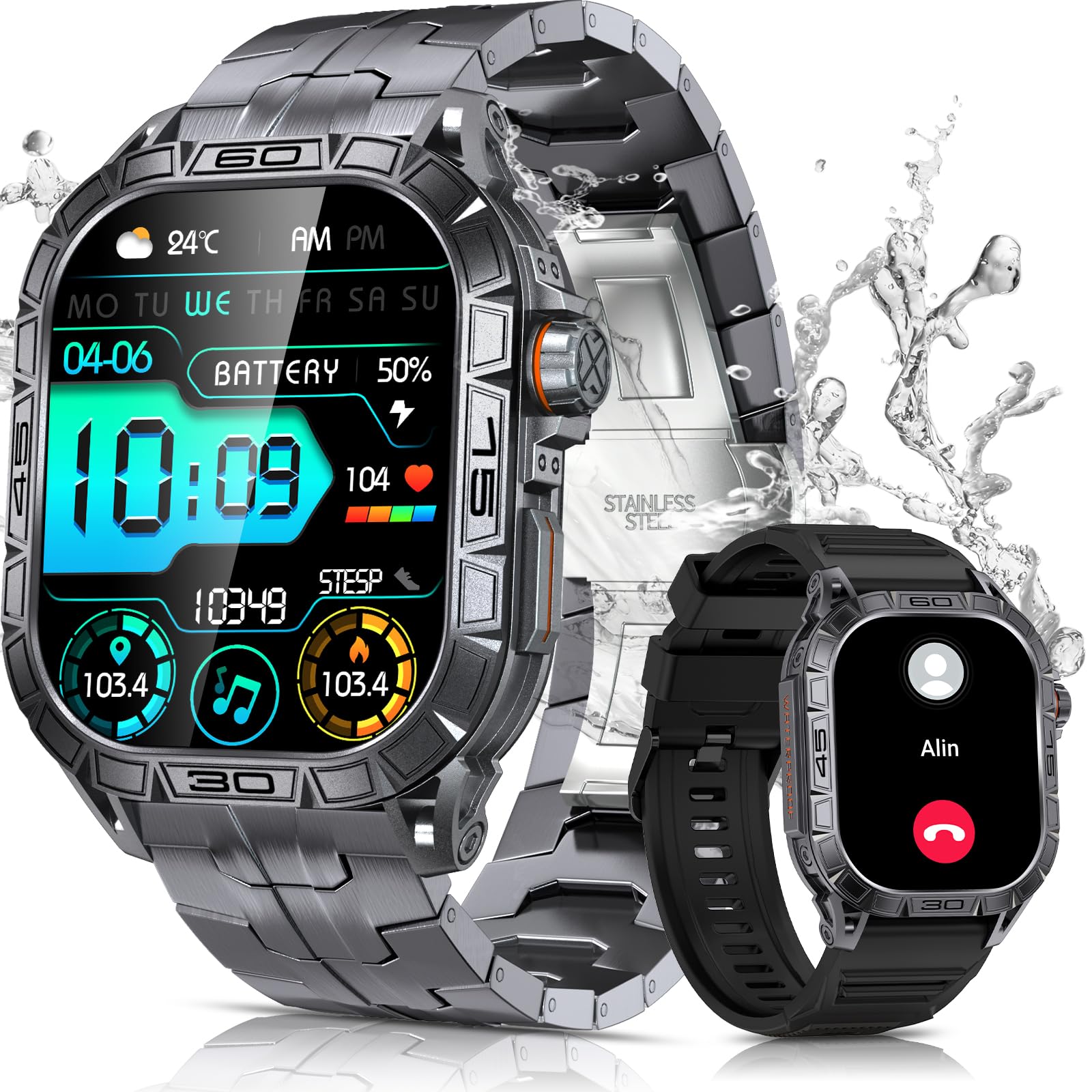 Snapklik.com : PODOEIL Military Smart Watch For Men, 1.96 AMOLED Screen ...