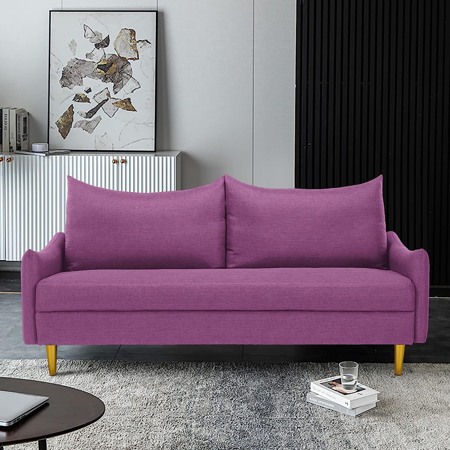 Purple Small Apartment Living Room Design