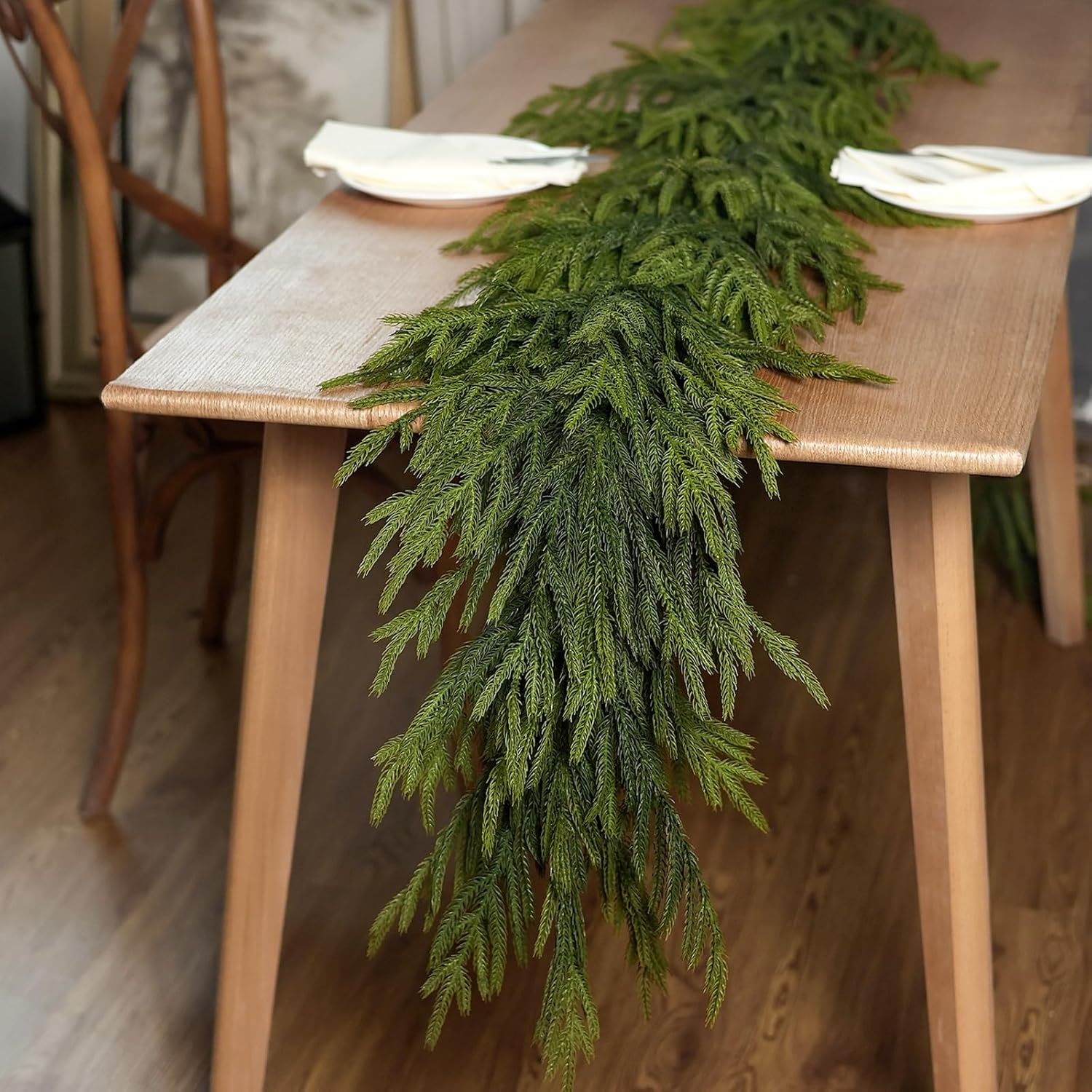 Amazon.com: Real Touch Christmas Norfolk Pine Garland - 6ft Artificial Christmas Garland Fake ...