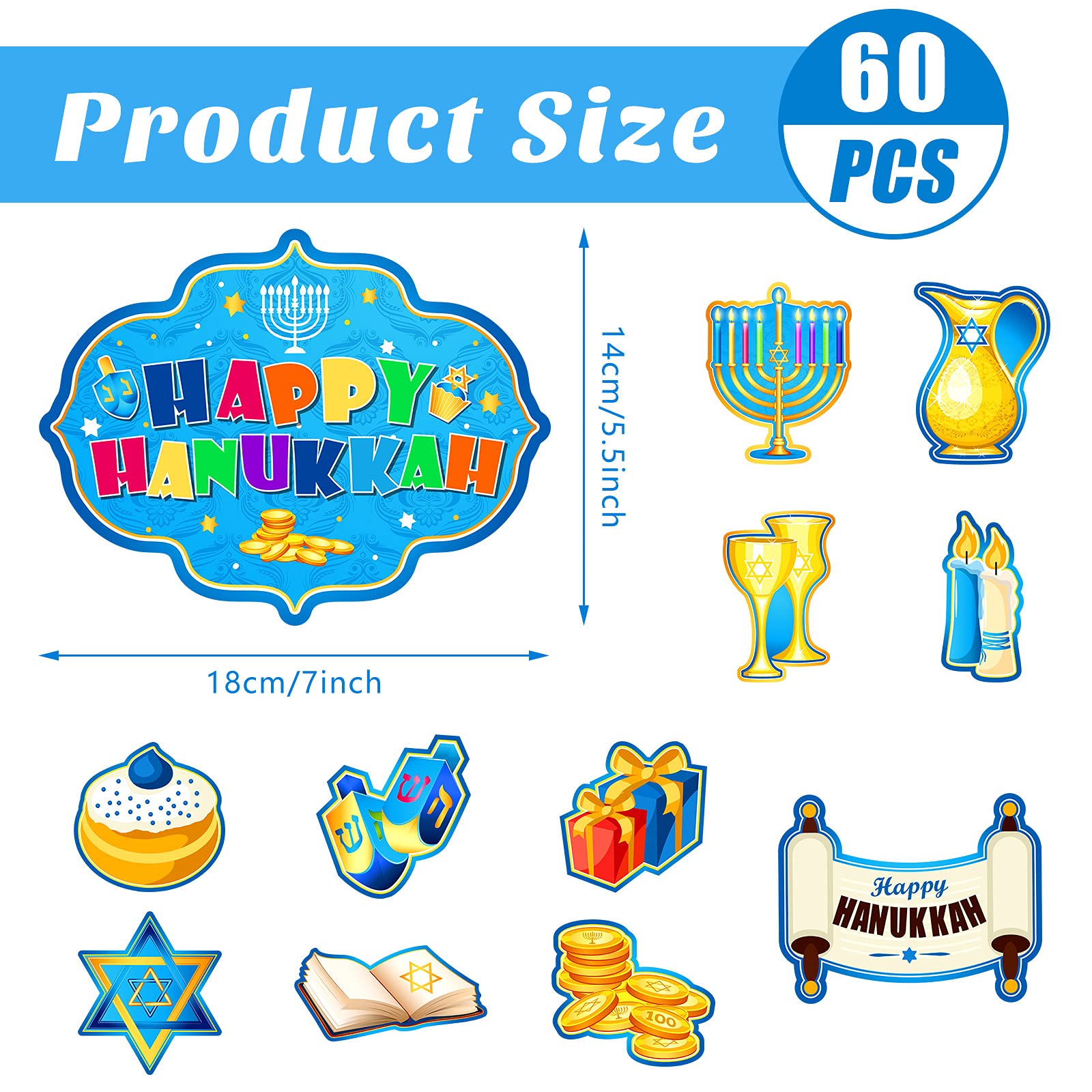 60 Pieces Hanukkah Cutouts Ha...B09BCSRPX7 | Encarguelo.com
