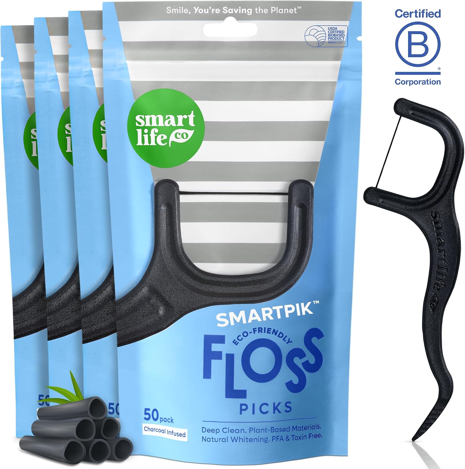 Amazon.com : SmartLifeco Eco-Friendly Dental Floss Picks (200ct) - The ...