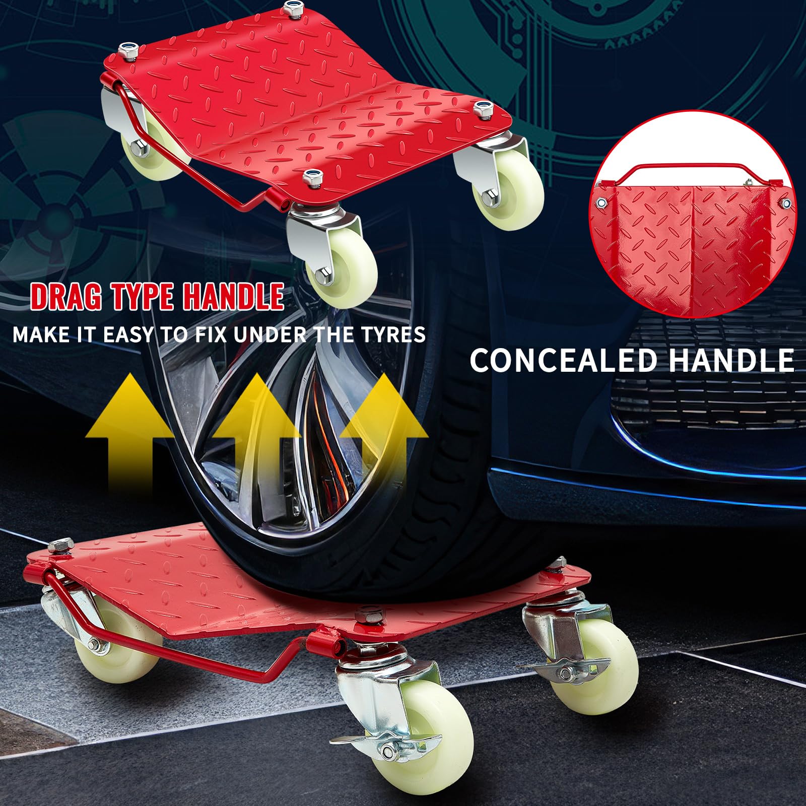 Car Dolly, 4 Pack Auto Wheel Dolly Vehicle Tire Dolly, Skates Wheel Car ...