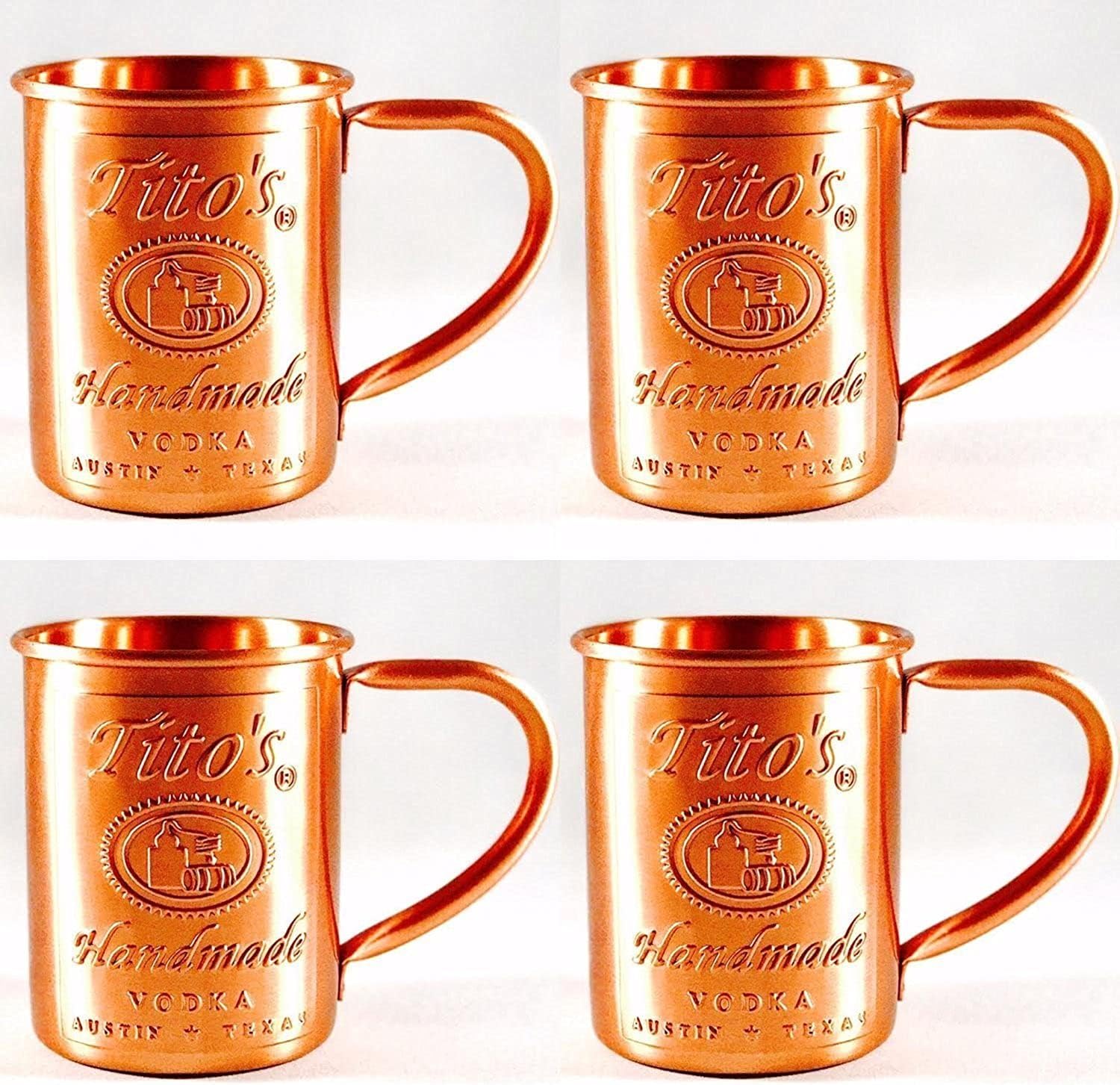 Amazon.com: Tito's Vodka Copper Moscow Mule Mug Set of 4 : Home & Kitchen