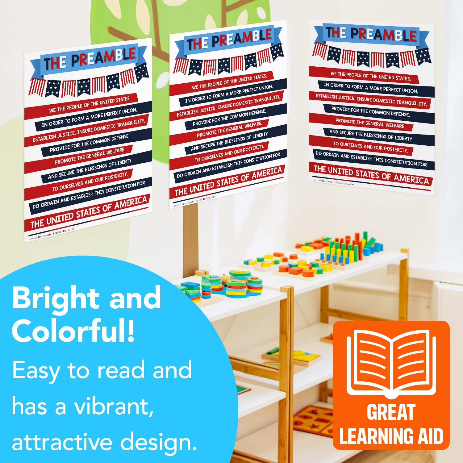 Snapklik.com : The Preamble USA Educational Posters For Kids Classroom ...