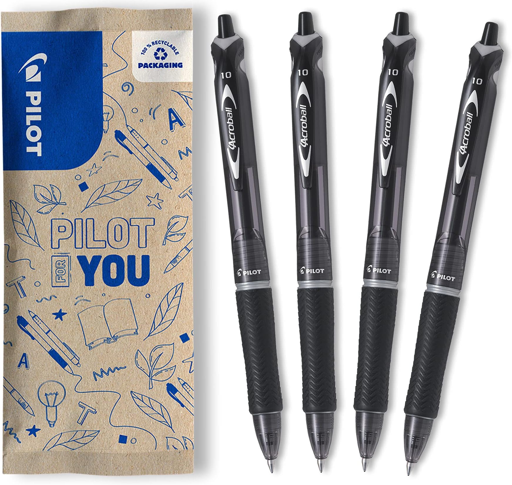 Pilot Acroball Retractable Ballpoint - Black (Pack of 4) FLW538943 ...