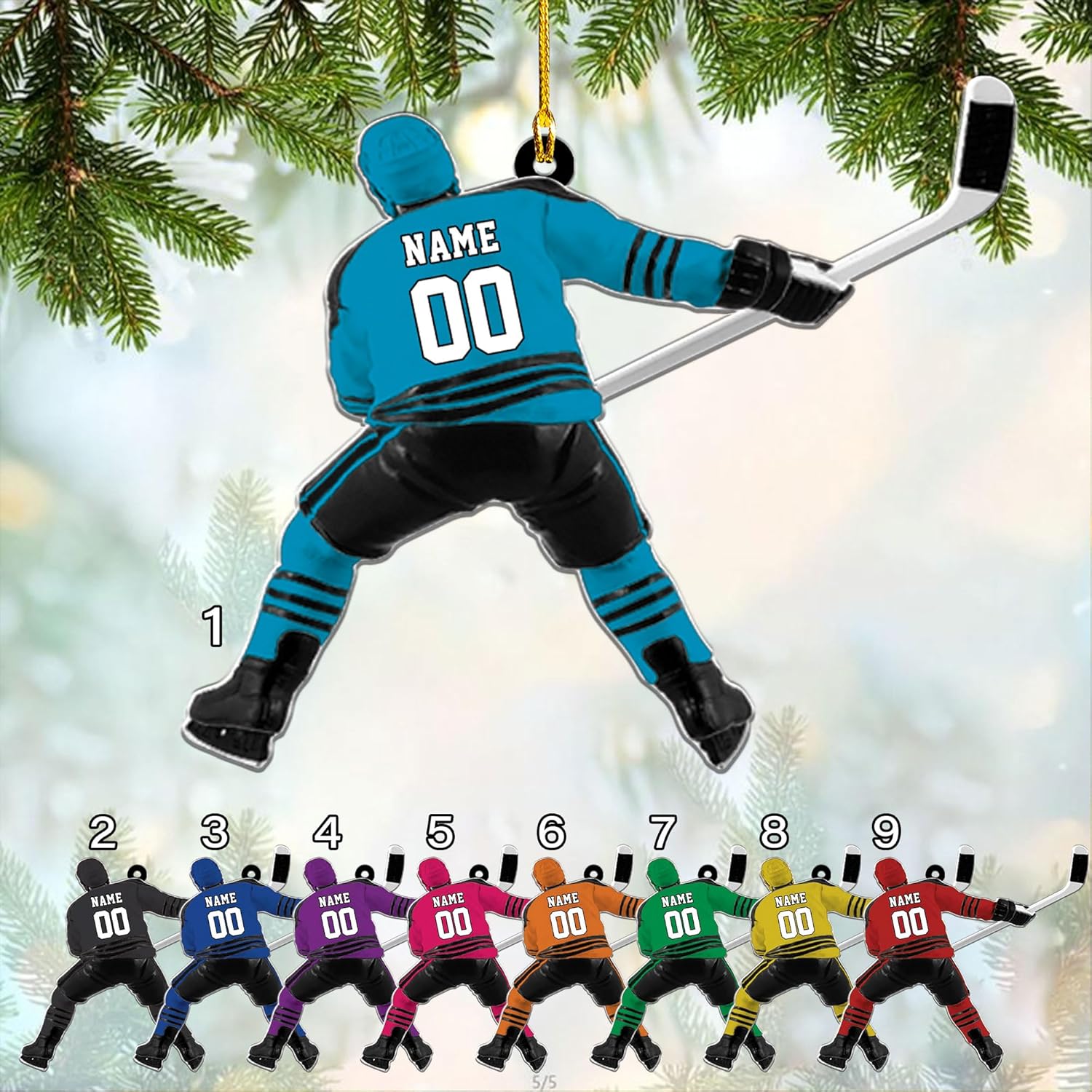 Amazon.com: AOVL Hockey Christmas Ornament, Hockey Player Christmas ...