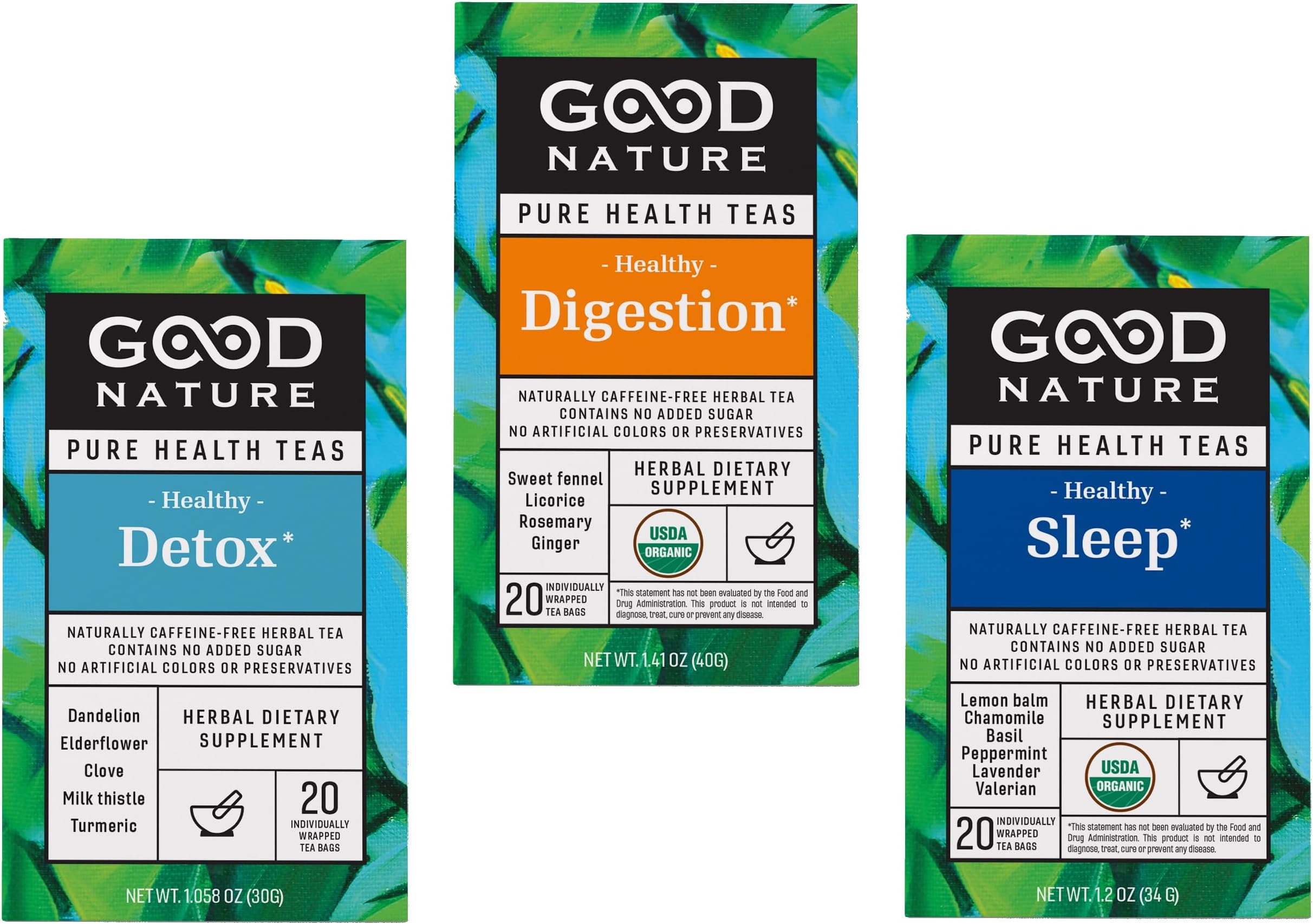 Amazon.com : Good Nature Organic Tea Pure Health Variety Bundle - 20 ...