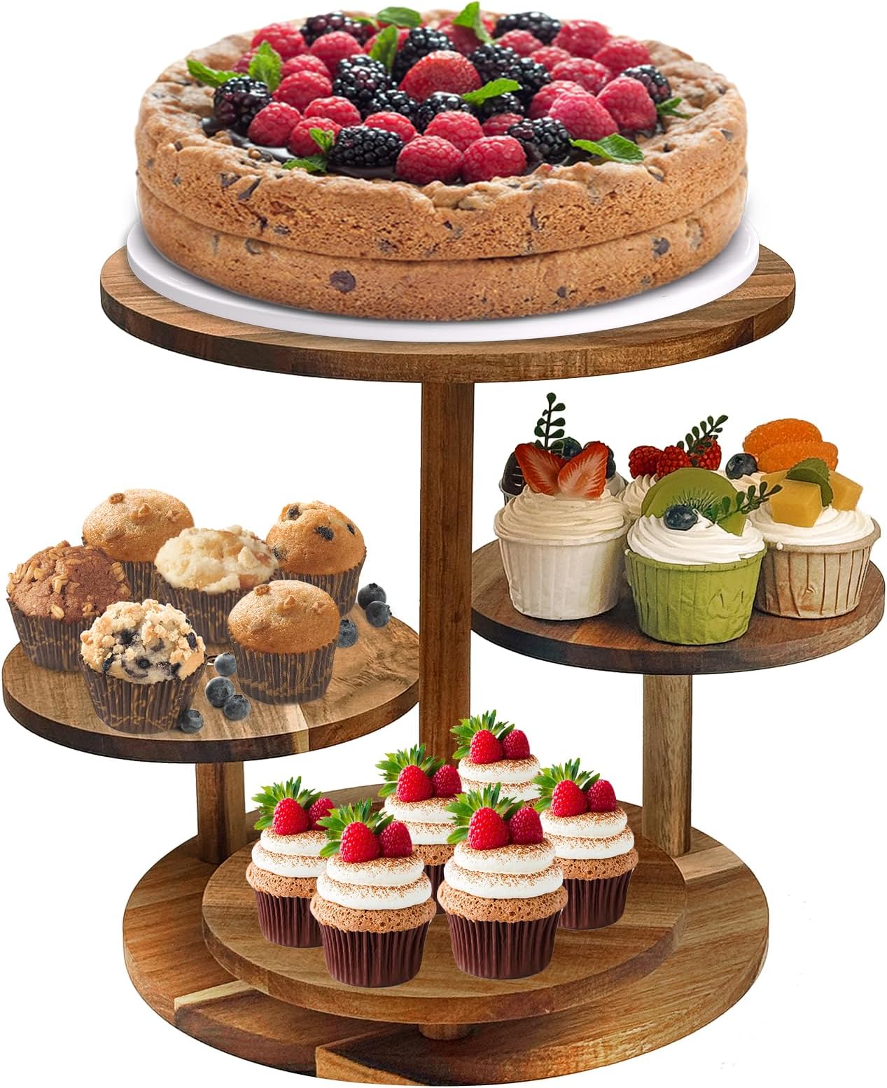 Amazon.com: MANLUYEE 4 Tier Wood Cupcake Tower Stand - Dessert Table ...