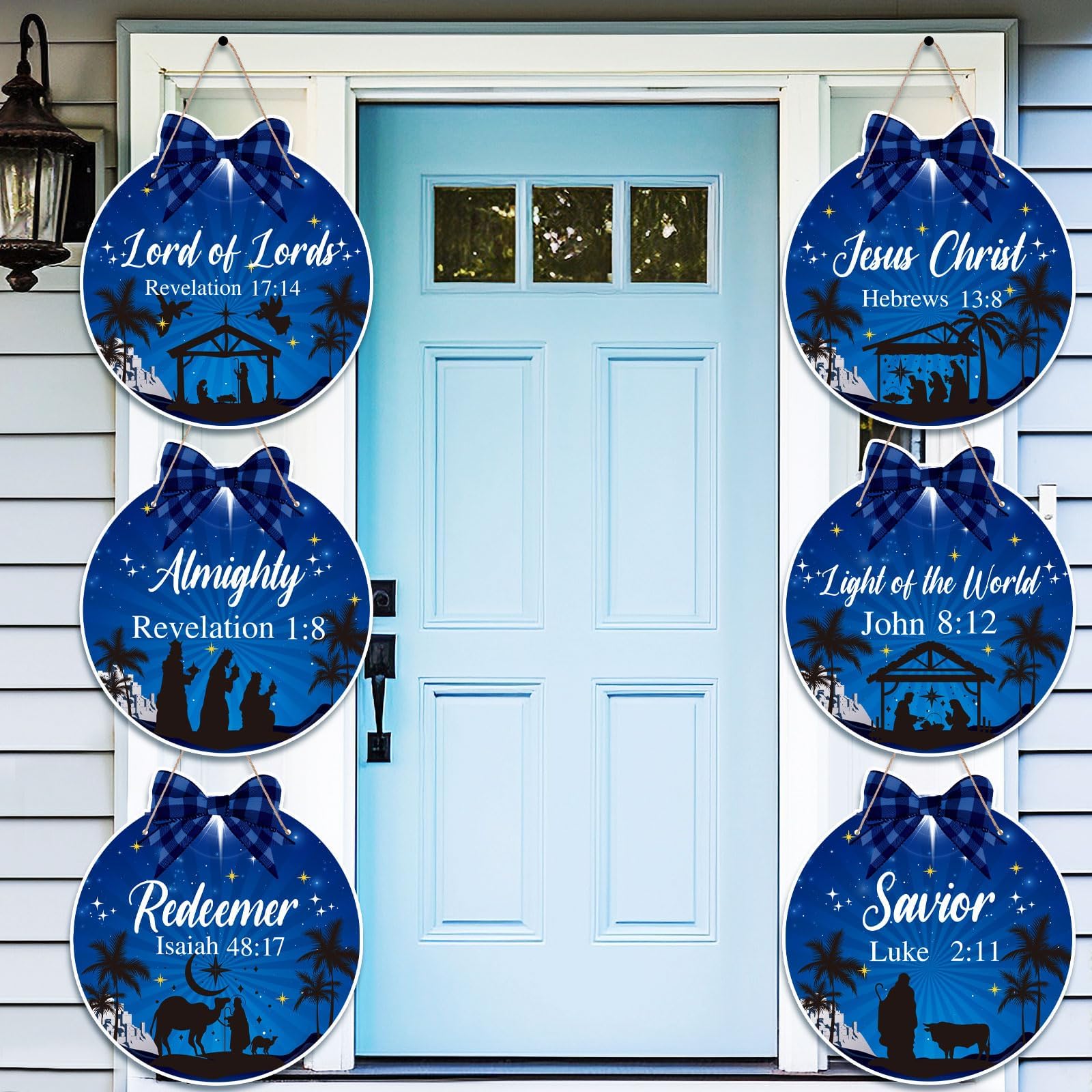 Amazon.com: 6 Pcs Nativity Hanging Sign Nativity Decor Plastic ...