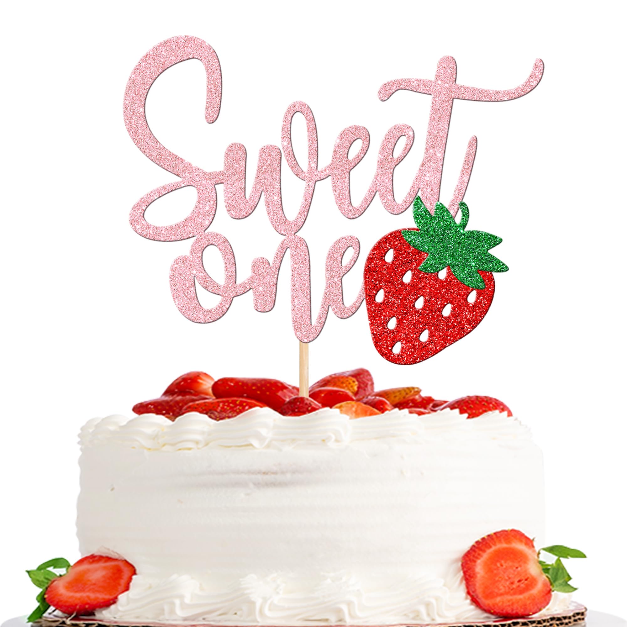 Amazon.com: 1 PCS Strawberry Sweet One Cake Topper Glitter Sweet One ...