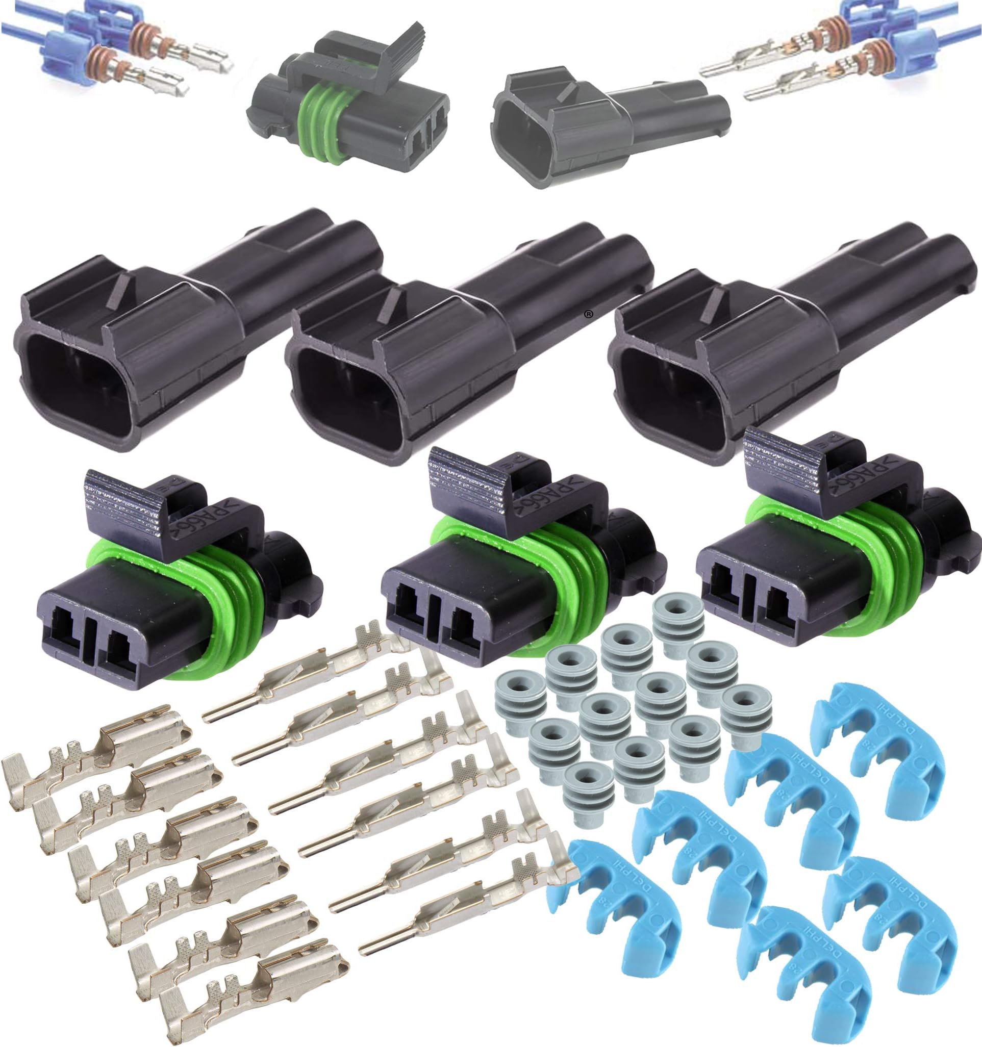 Amazon.com: HIFROM (5 Kit of 3 Pin Way Waterproof Electrical Connector ...