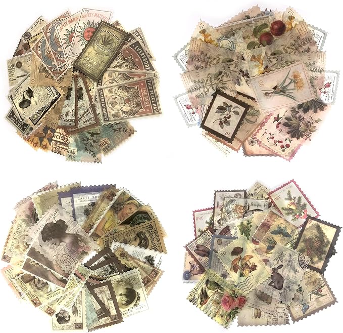 Vintage Postage Stamps Stickers,240Pcs Aesthetic Botanical Deco Paper ...
