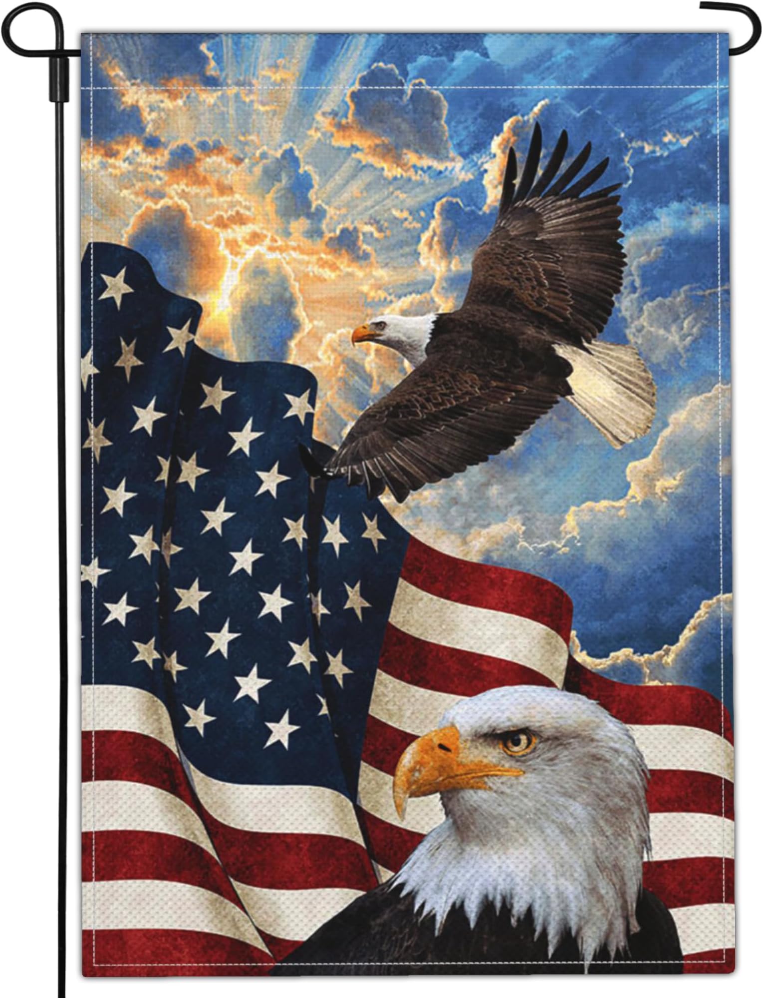 Amazon.com : pingpi Eagle on American Flag Double Sided Burlap Garden ...