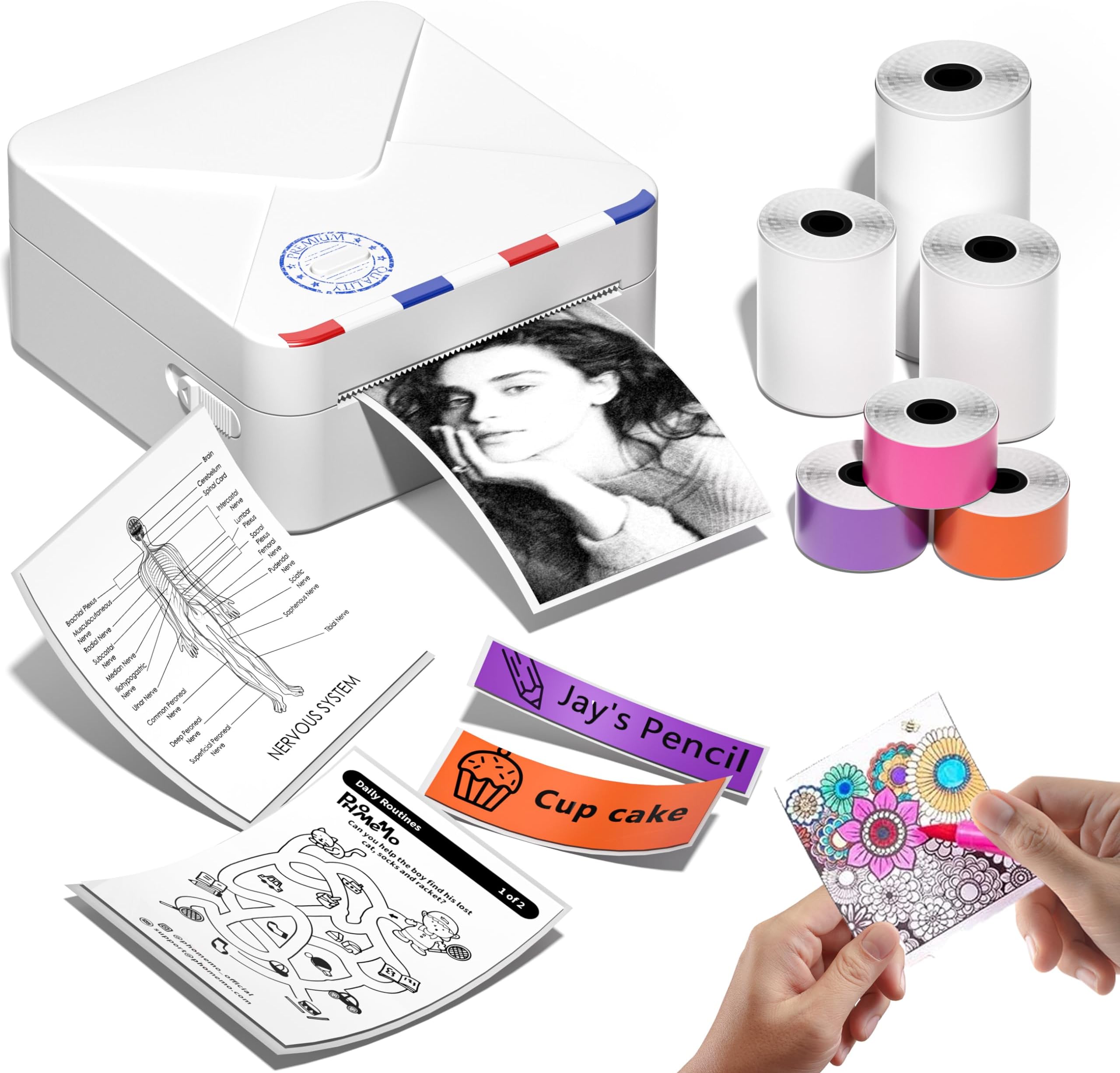 Liene Mini Imprimante, 2 x 3 Imprimante Photo Portable avec 50 Zink ...