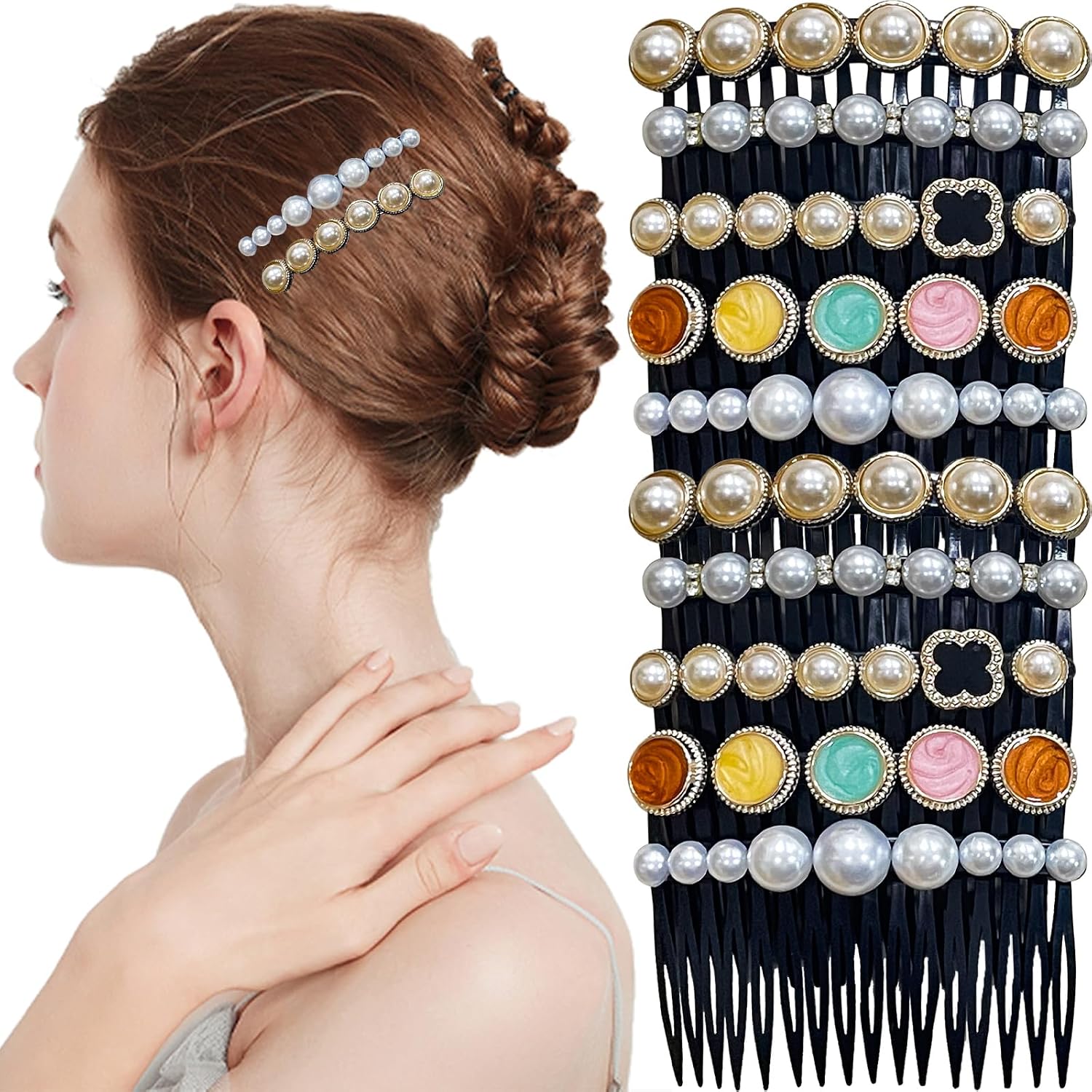 10Pcs Pearl French Hair Comb Accessories - Vintage Elegant Side Combs ...