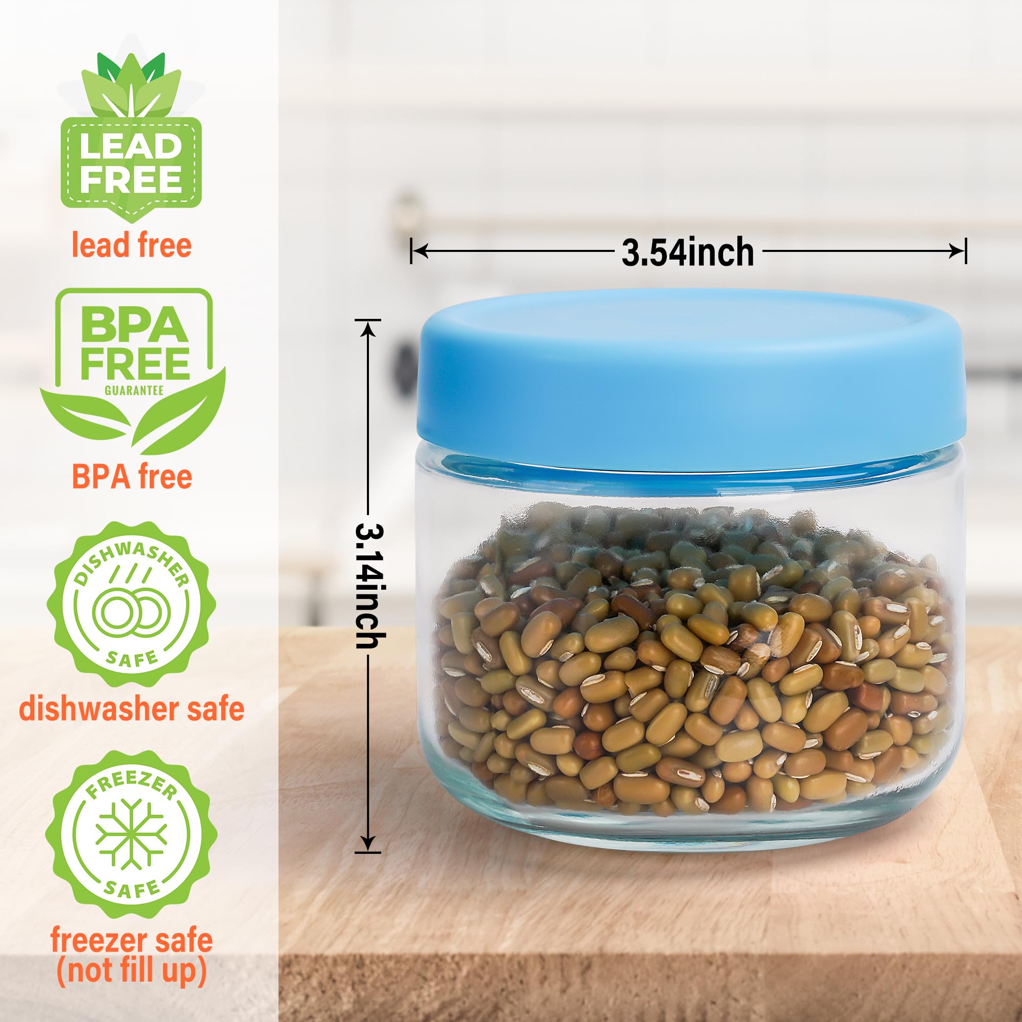 Snapklik.com : EONJOE 12oz Small Glass Jars For Overnight Oats Salad ...