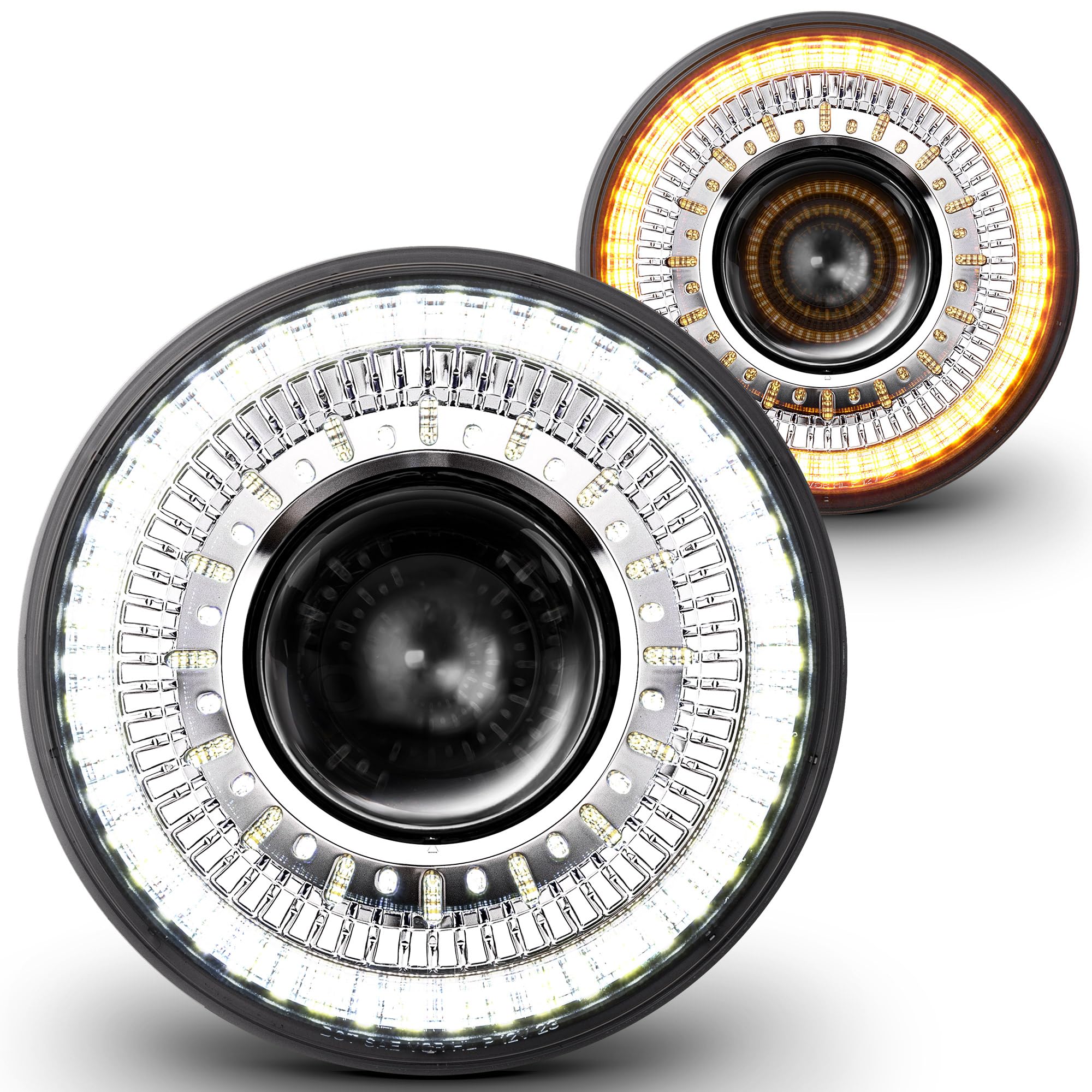 Amazon.com: TRUE MODS 7 Inch Round LED Headlights Chrome H6024 2d1 Hi ...