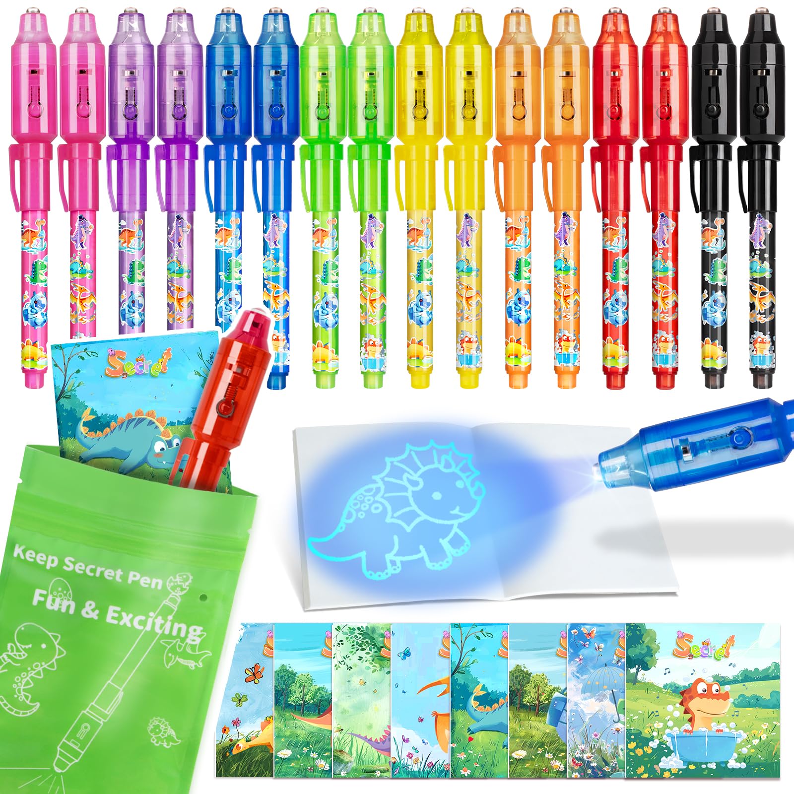 Amazon.com: Invisible Ink Pen, 16 Pack Spy Magic Markers Pen with UV ...