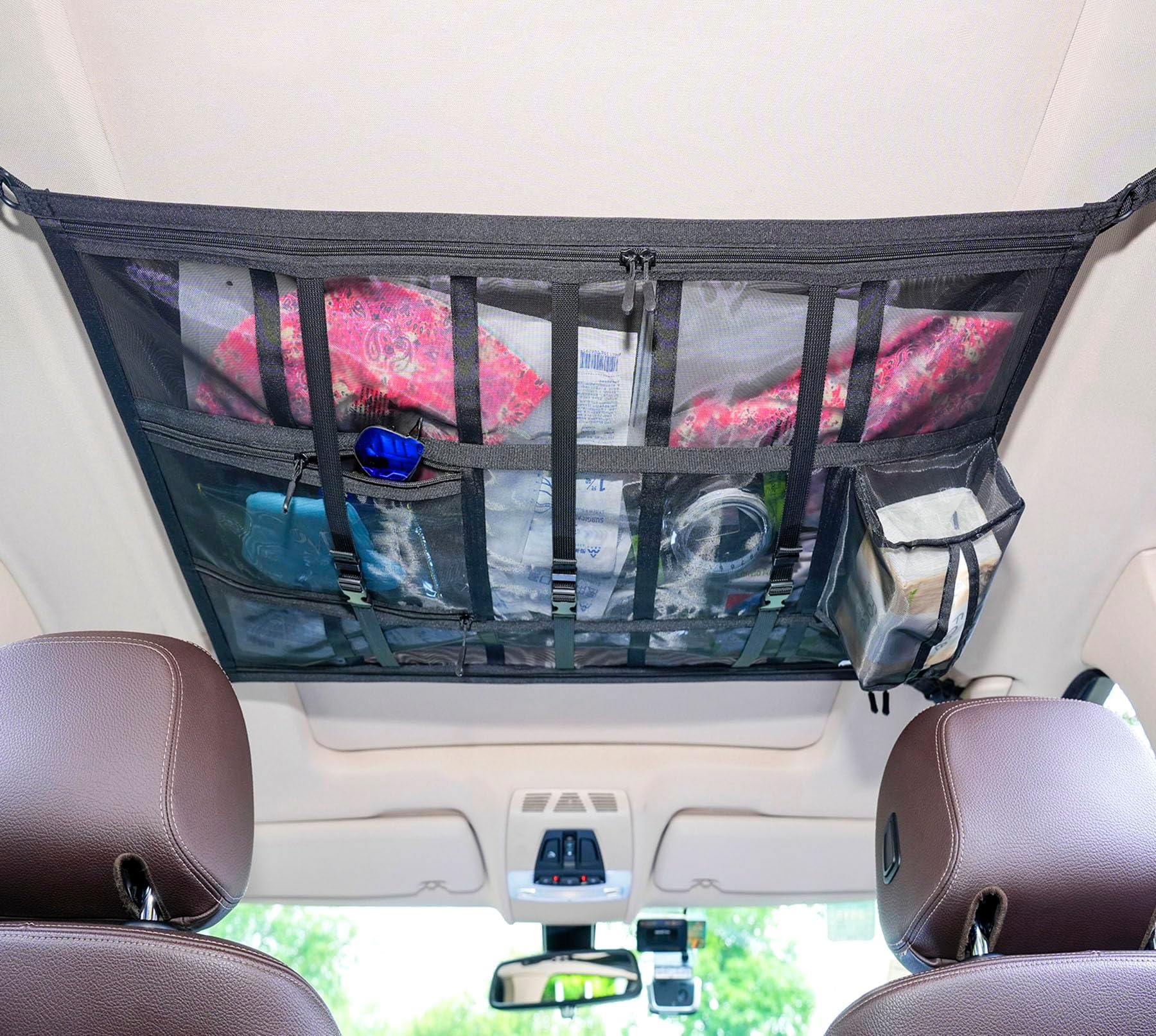 Amazon.com: Cwokarb Car Ceiling Cargo Net Pocket, 31"x21" Double-Layer ...