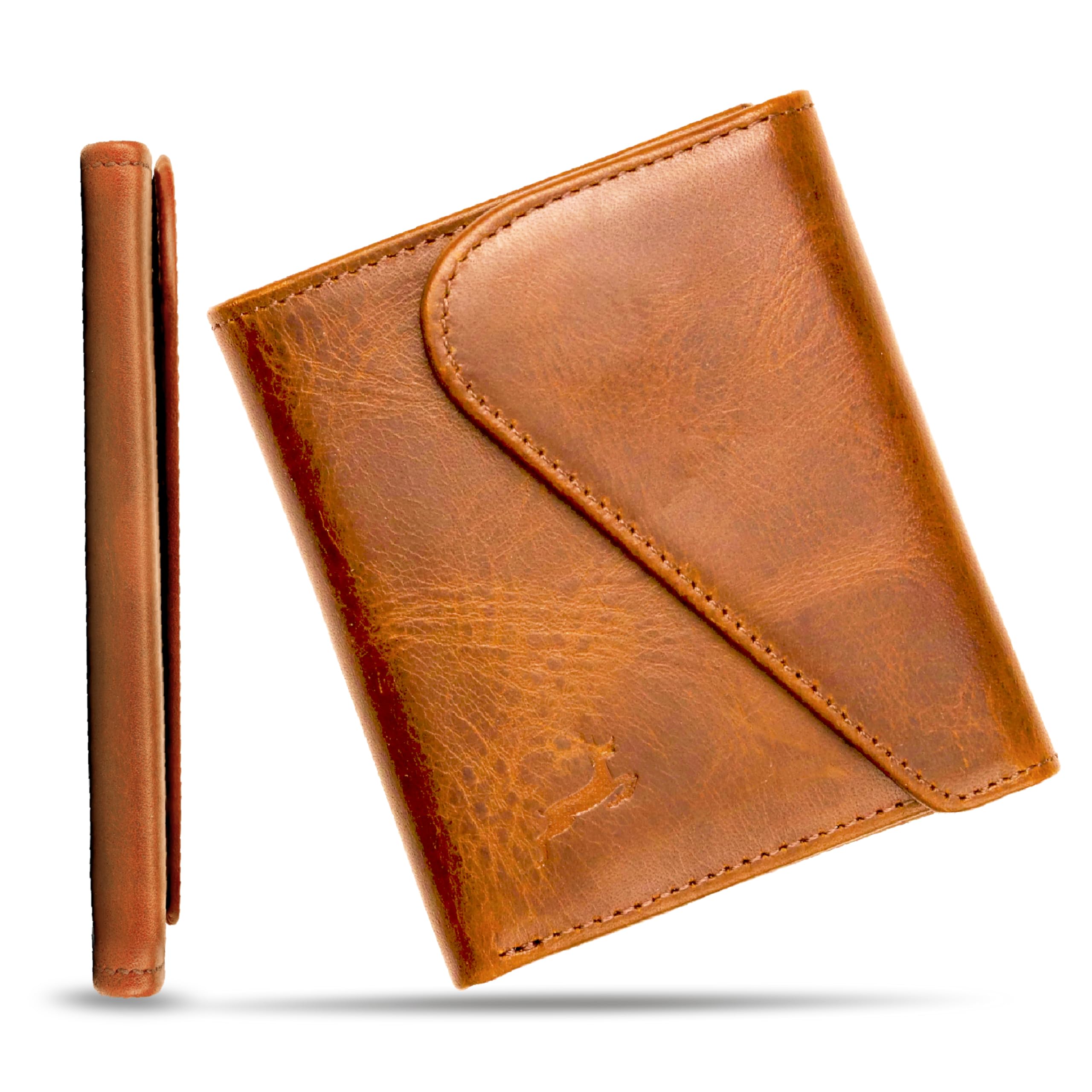 Amazon.com: Deerhandamde Wallets for Men | Minimalist Leather Wallet ...