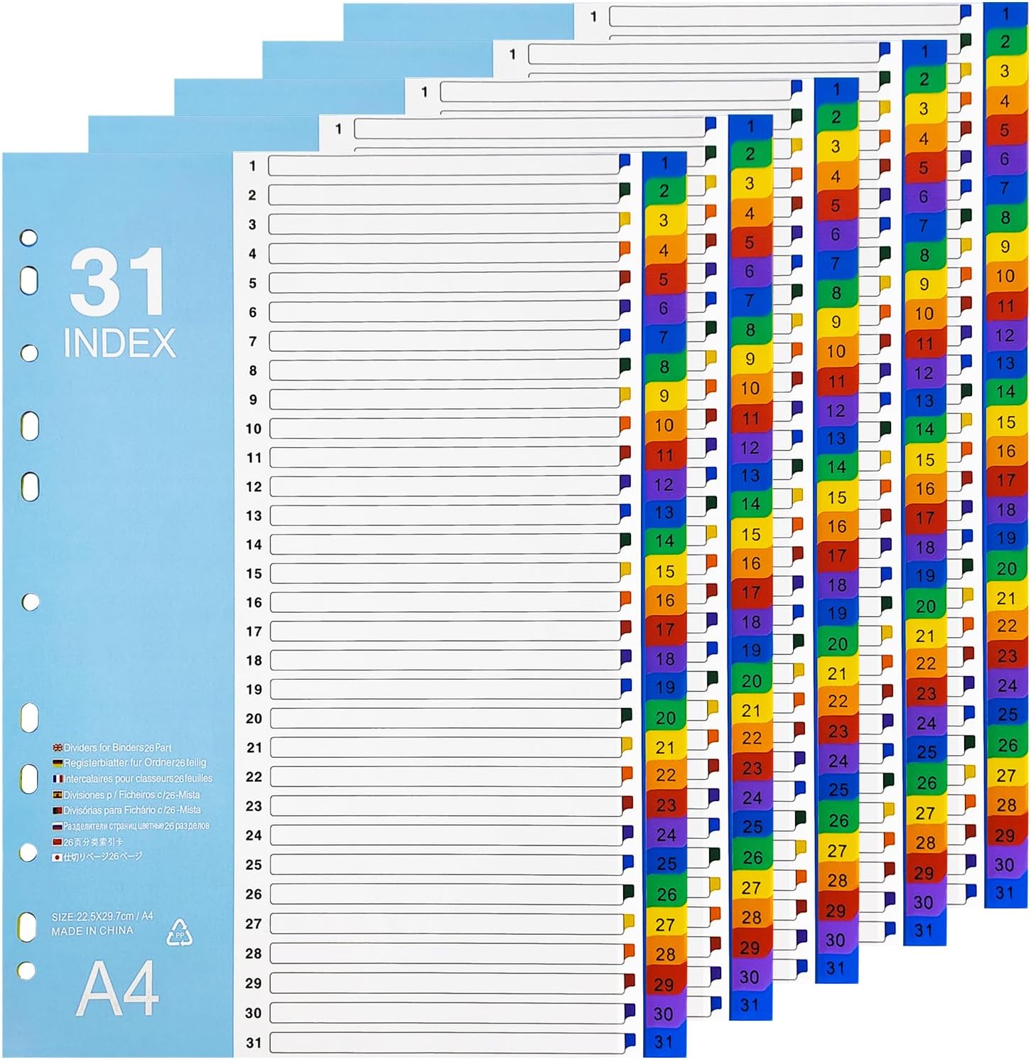 GUOKOFF File Dividers A4, 1-31 Part Folder Dividers, 5 Pack Index ...
