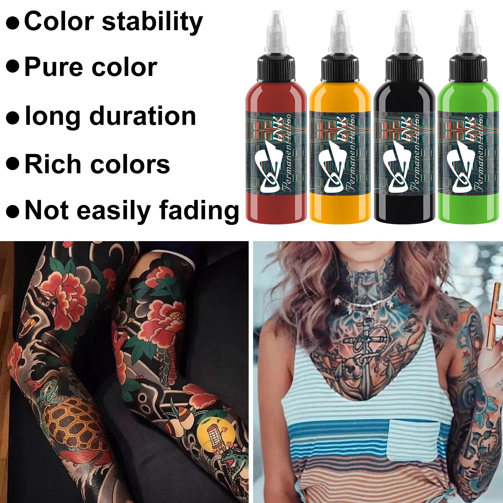 Stable Color Tattoos Professional 14 Color Tattoo Ink Set 0.5OZ (15ML)