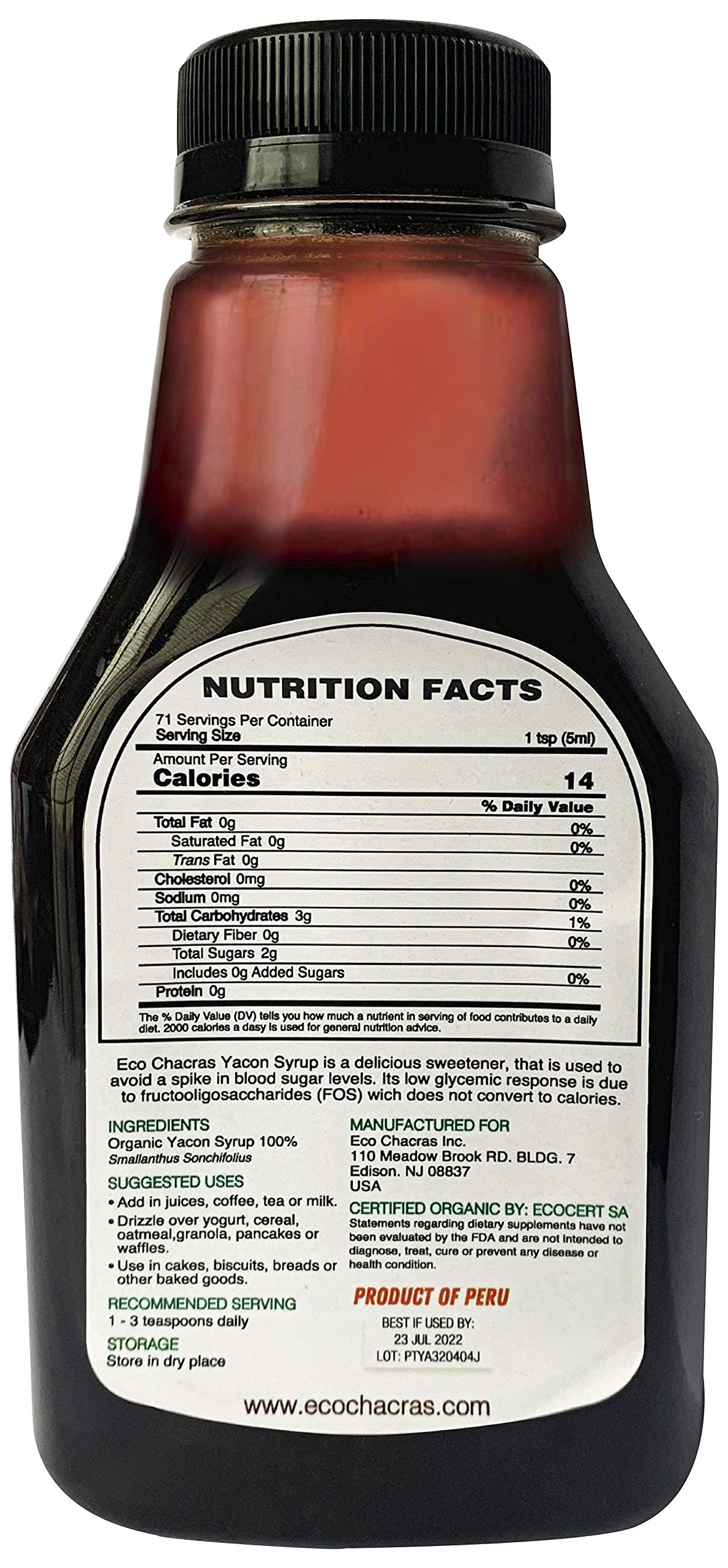 Yacon Syrup-With Vanilla and Chocolate Flavor! 100% Organic Sweetener ...