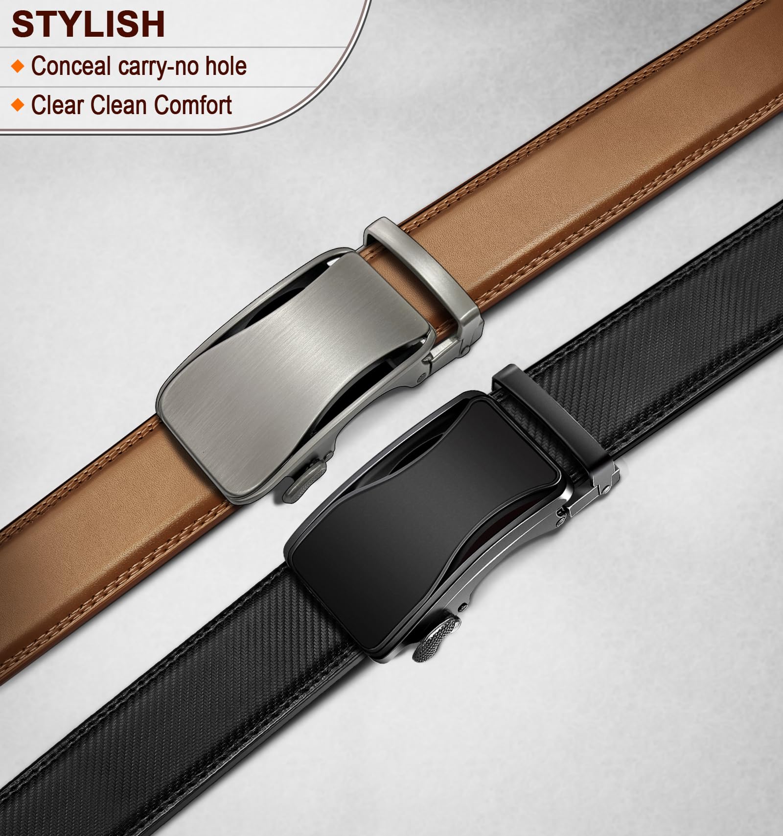 KEMISANT Mens Ratchet Belt 2 Units,Sliding Belt For Gift Mens Dress ...