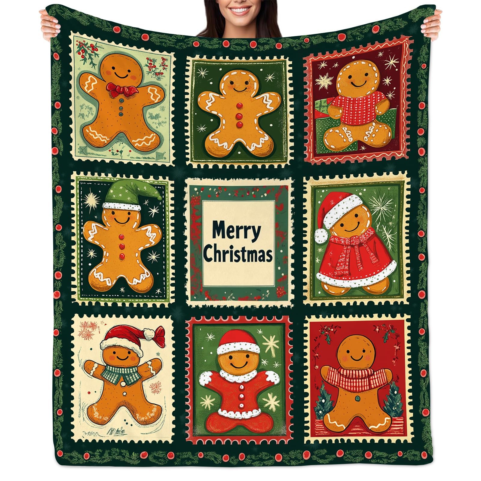 Amazon.com: omosri Christmas Throw Blanket, Gingerbread Man Winter ...