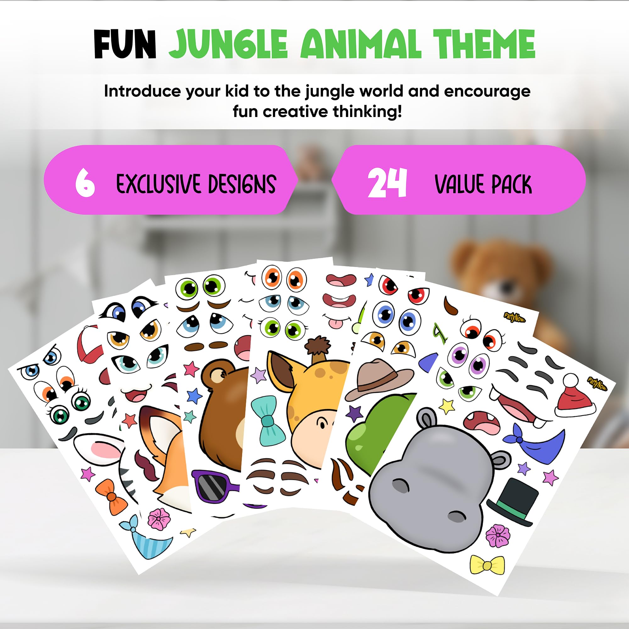 Snapklik.com : PartyNow Animal Stickers 24-Pack Make Your Own Stickers ...