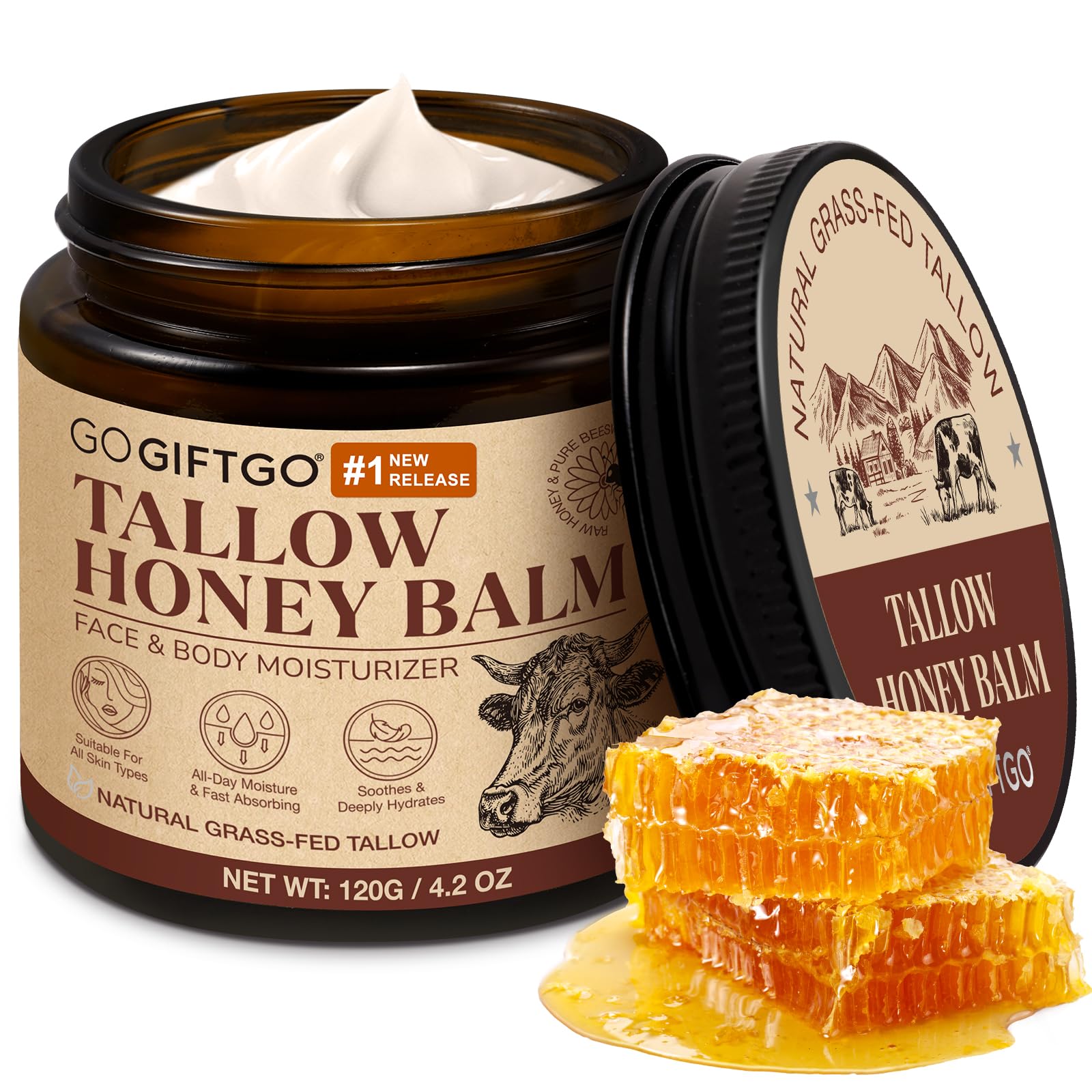 Amazon.com: GOGIFTGO Beef Tallow for Skin,Tallow and Honey Balm,Beef ...