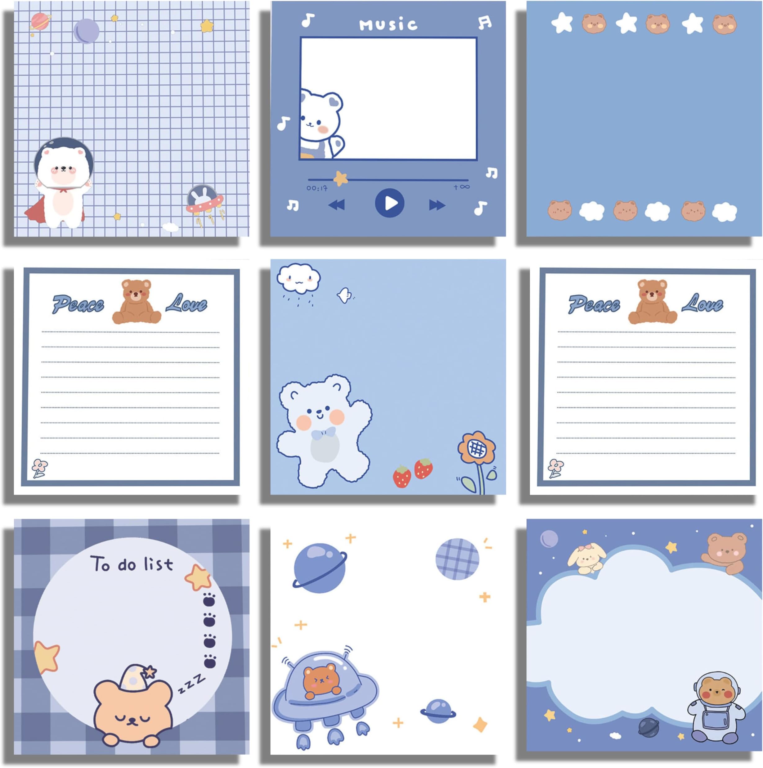 Amazon.com : 4 PCS Cat Sticky Notes Set, Kitten Kawaii Sticky Notes ...