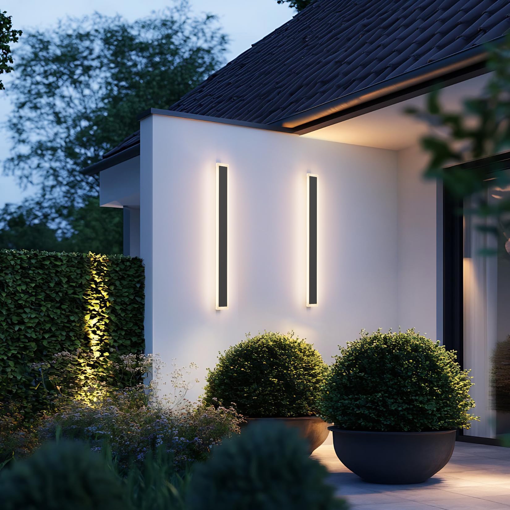Tipace Modern LED Outdoor Sconce 31.5IN 24W Black Exterior Wall Light ...