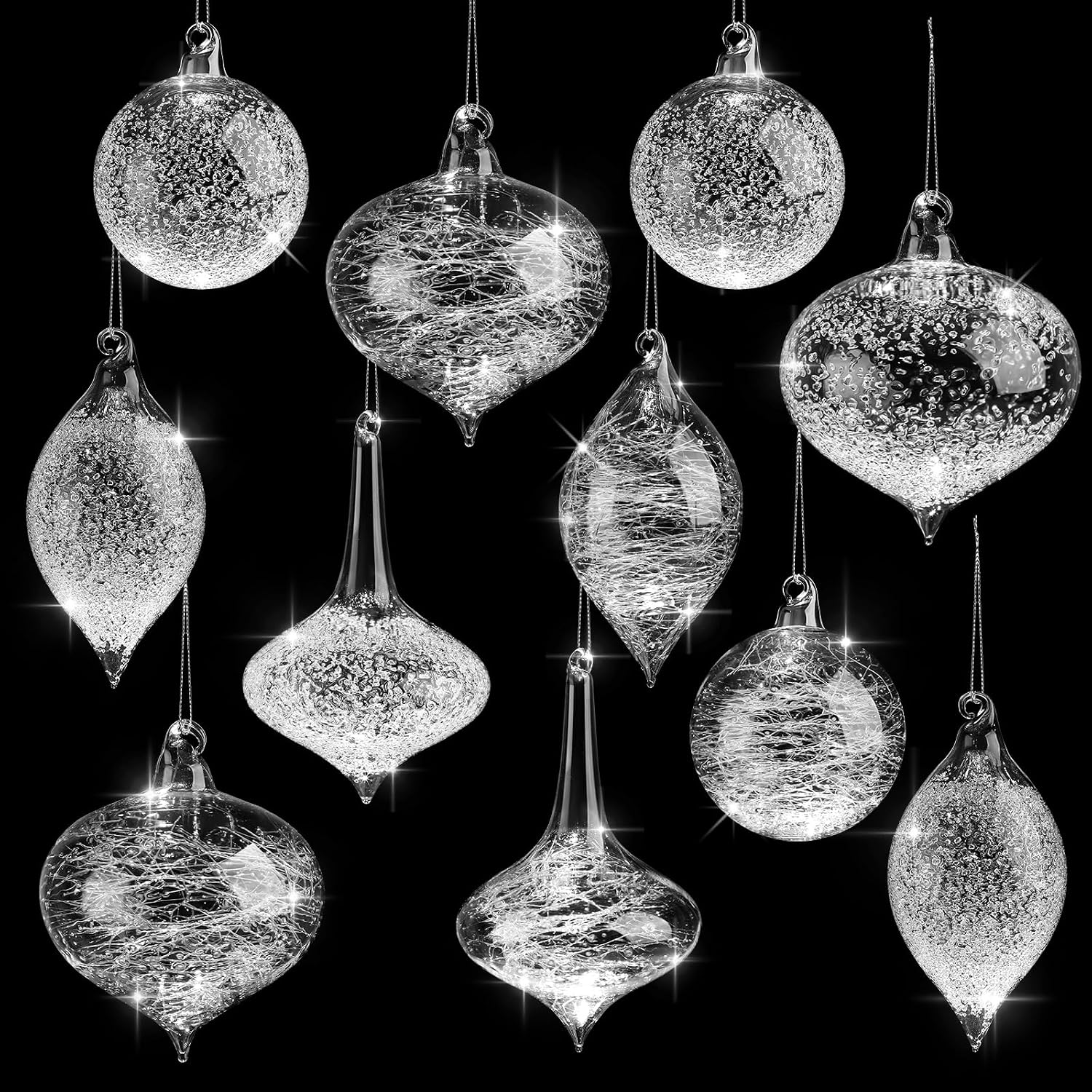 Amazon.com: Uiifan Set of 24 Christmas Glass Balls Ornaments Clear Ball ...