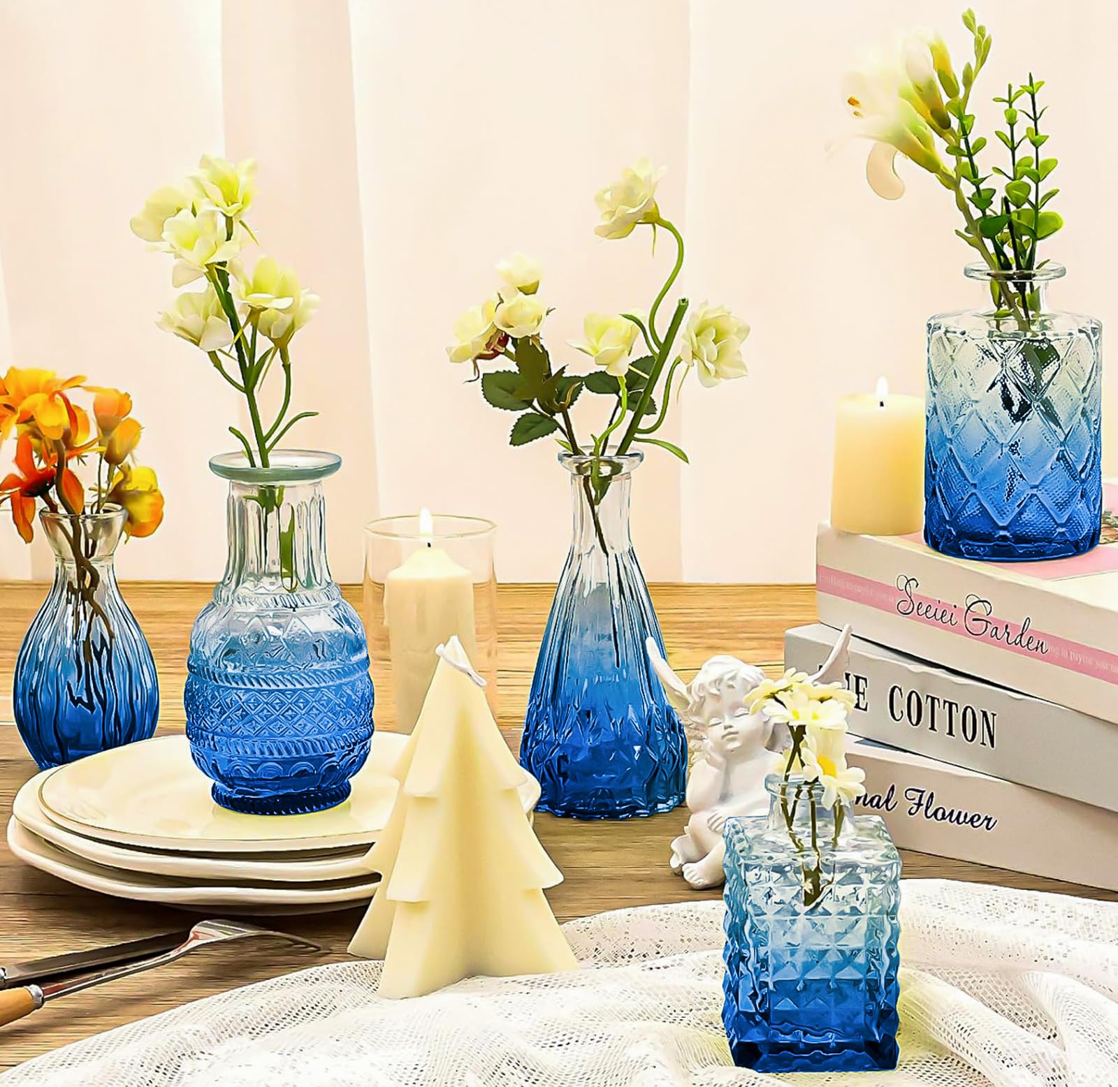 Small Blue Vases For Centerpieces Blue Chinoiserie Bud Vases For